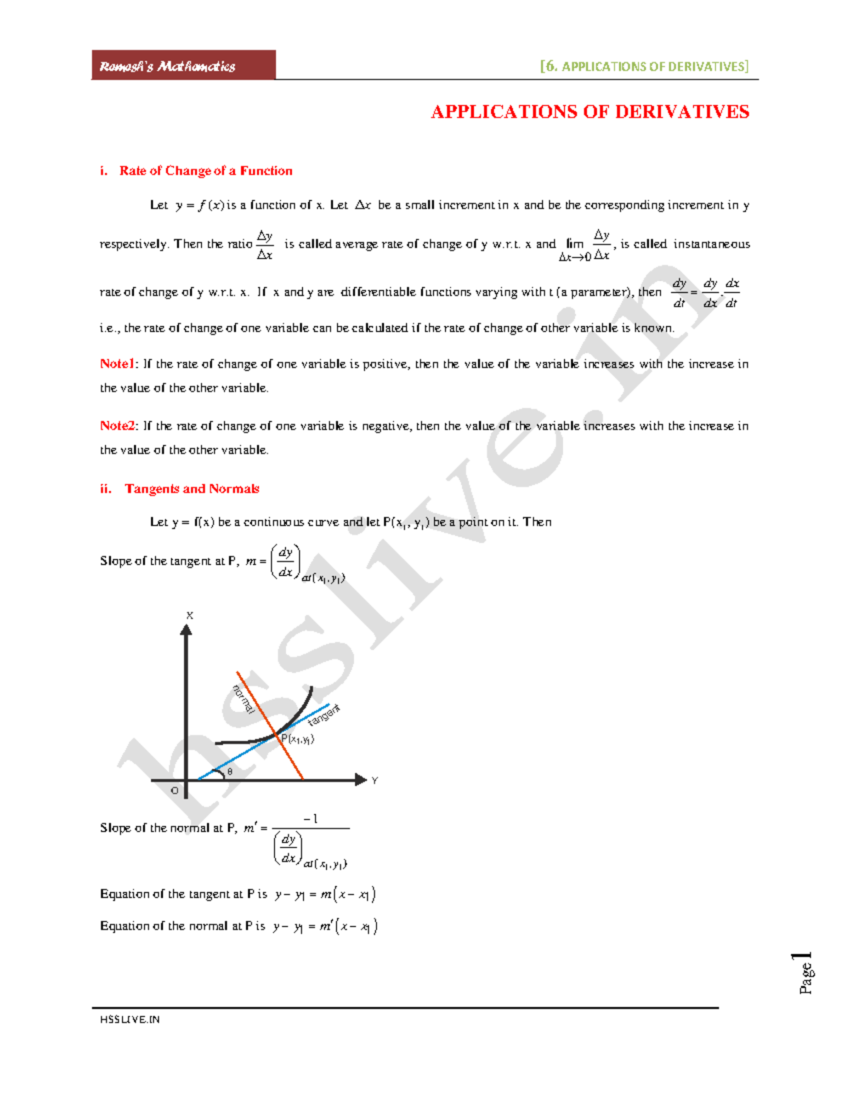Kerala +2 Maths Chap 6 - Study Notes on Application of Derivatives ...