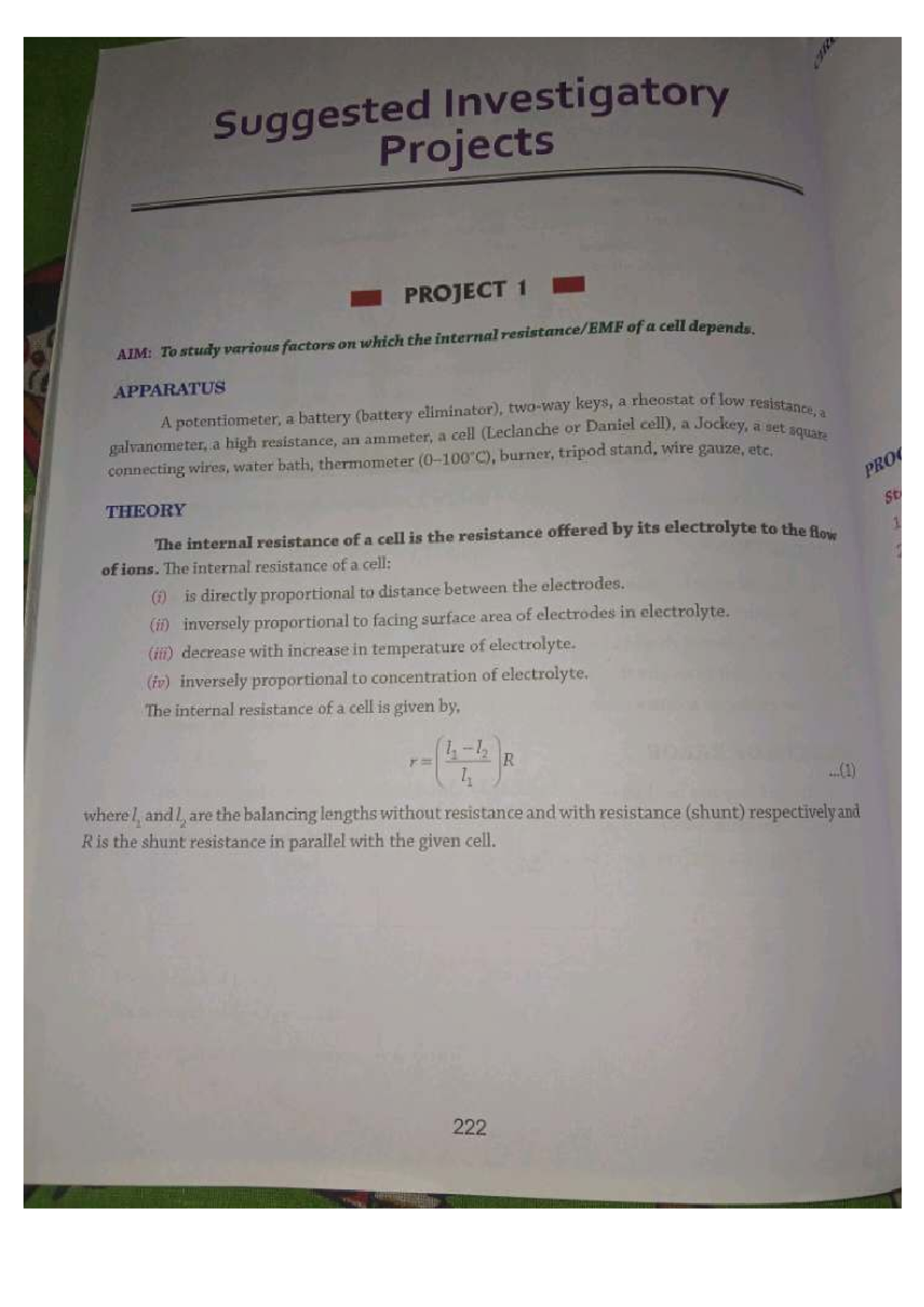 Investigatory Project on Internal Resistance of a Cell - PHYS 101 - Studocu