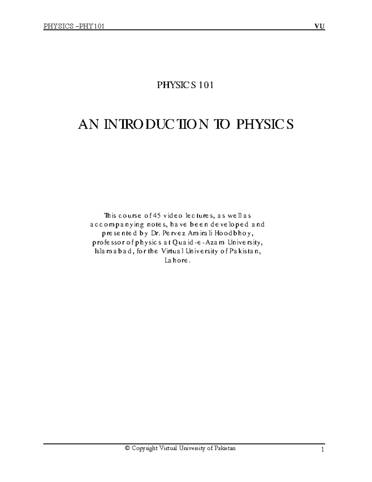 PHY101 Physics Complete Handouts: Lecture Summaries & Notes - Studocu