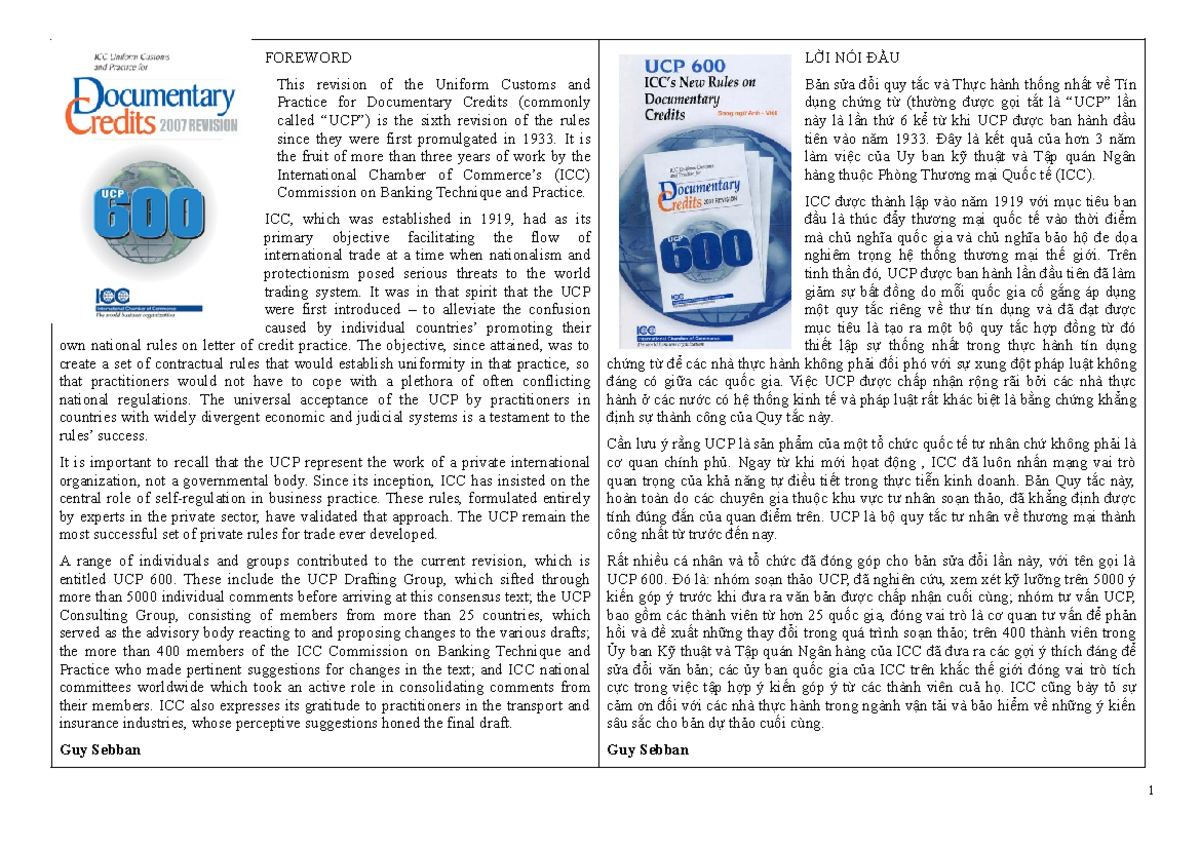 UCP 600: Revision of Uniform Customs and Practice for Documentary ...