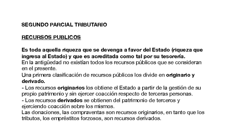 Segundo Parcial Tributario: Recursos Públicos y su Clasificación - Studocu