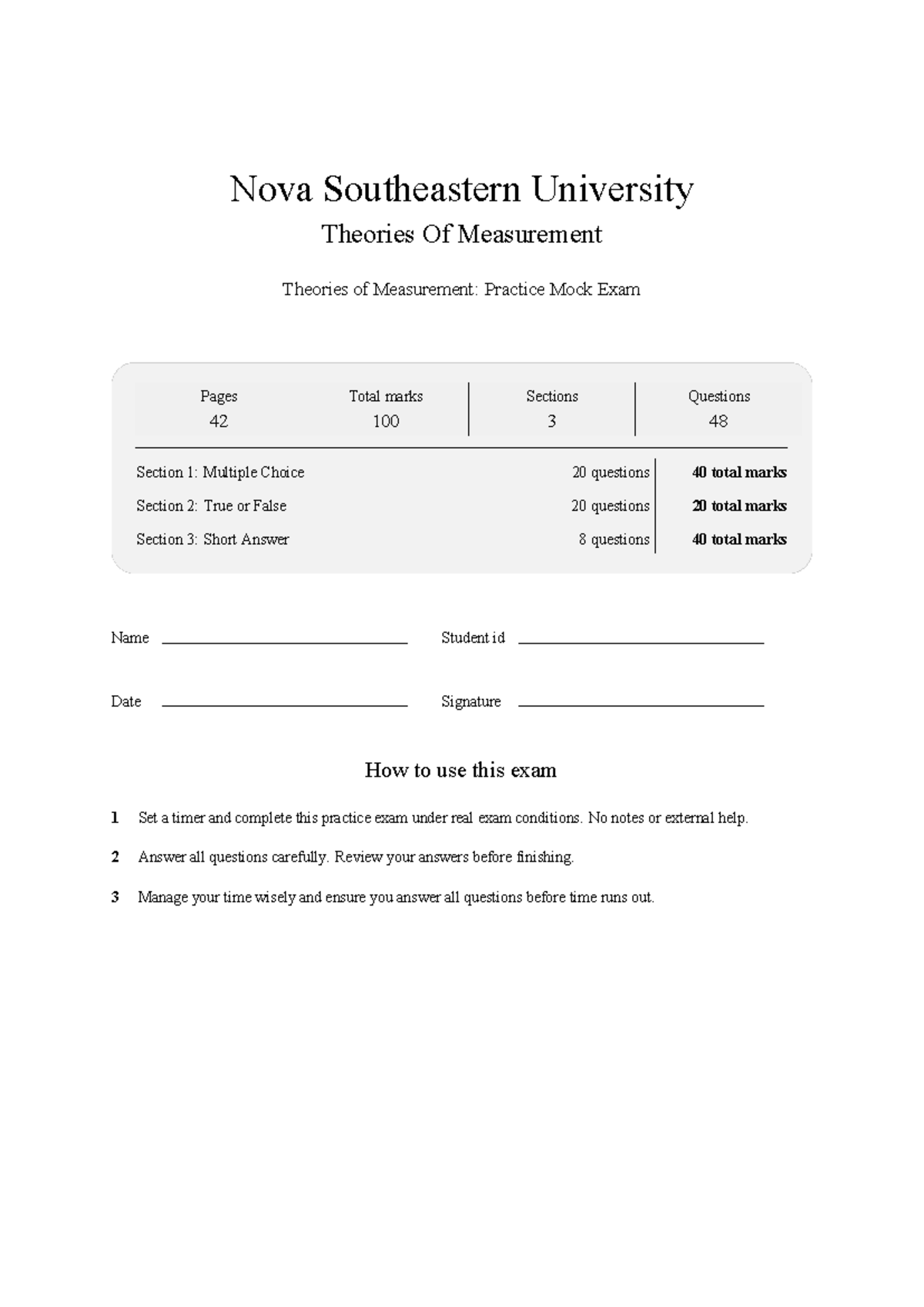 PSY 3807 Theories of Measurement: Practice Mock Exam 2026 - Studocu
