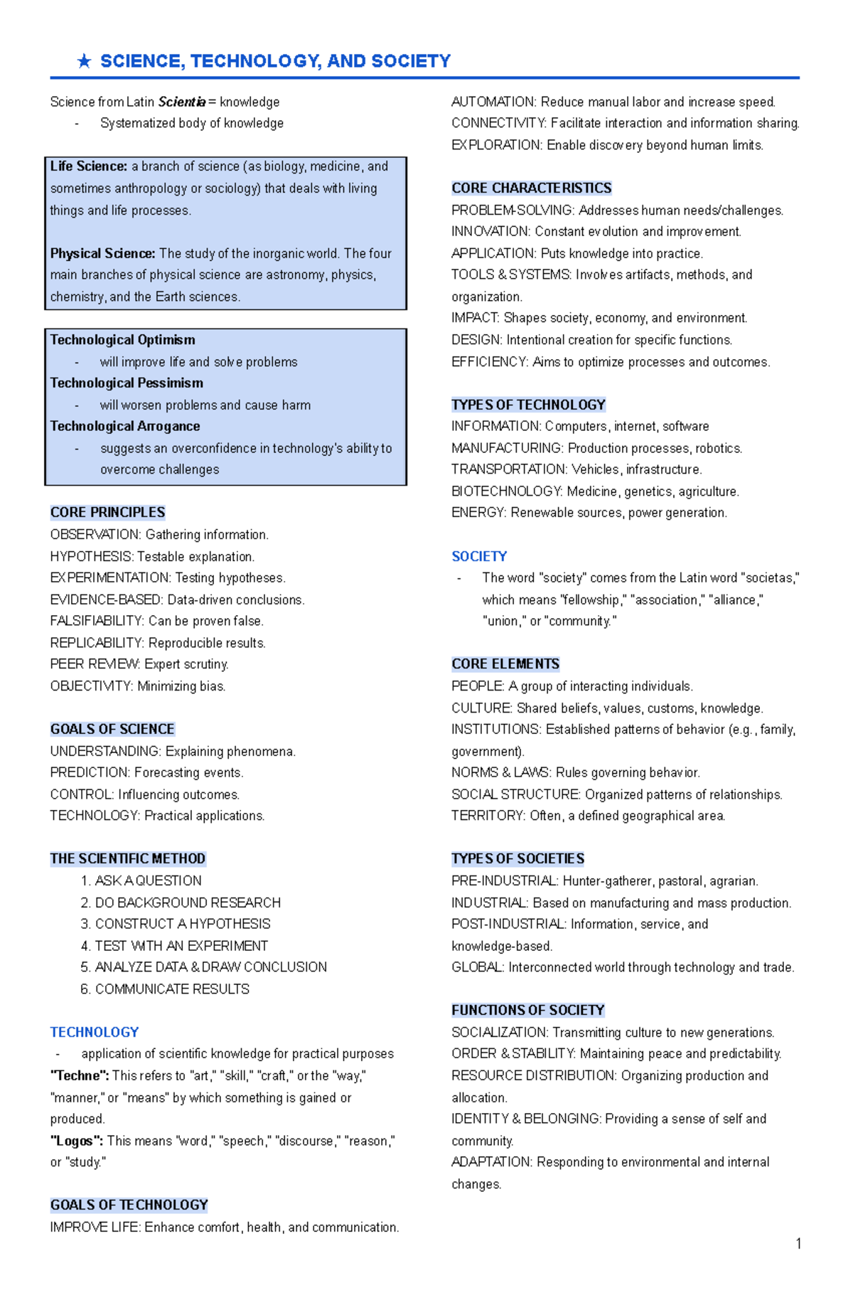 STS 101: Prelims Reviewer on Science, Technology, and Society - Studocu