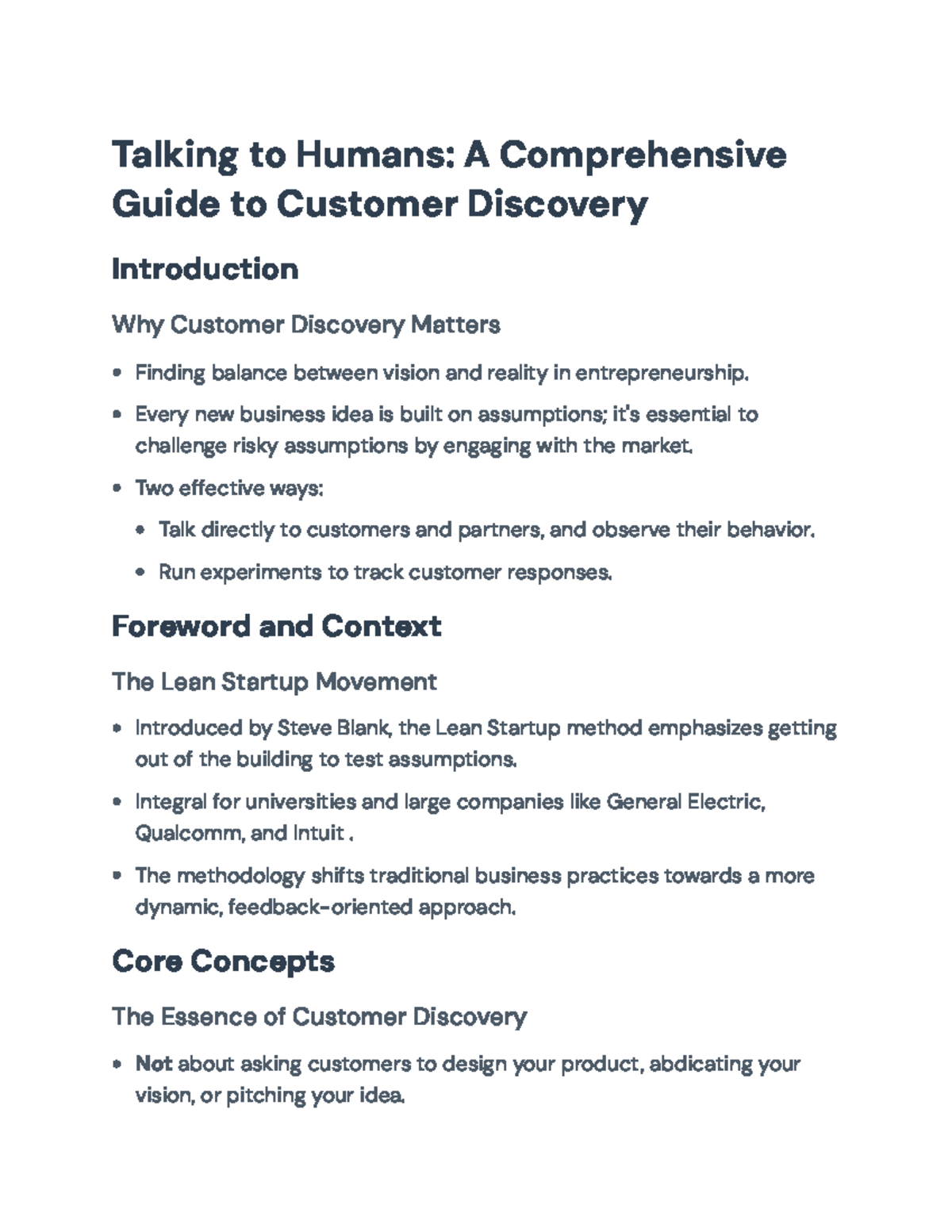 Customer Discovery Techniques: Insights from "Talking to Humans" - Studocu