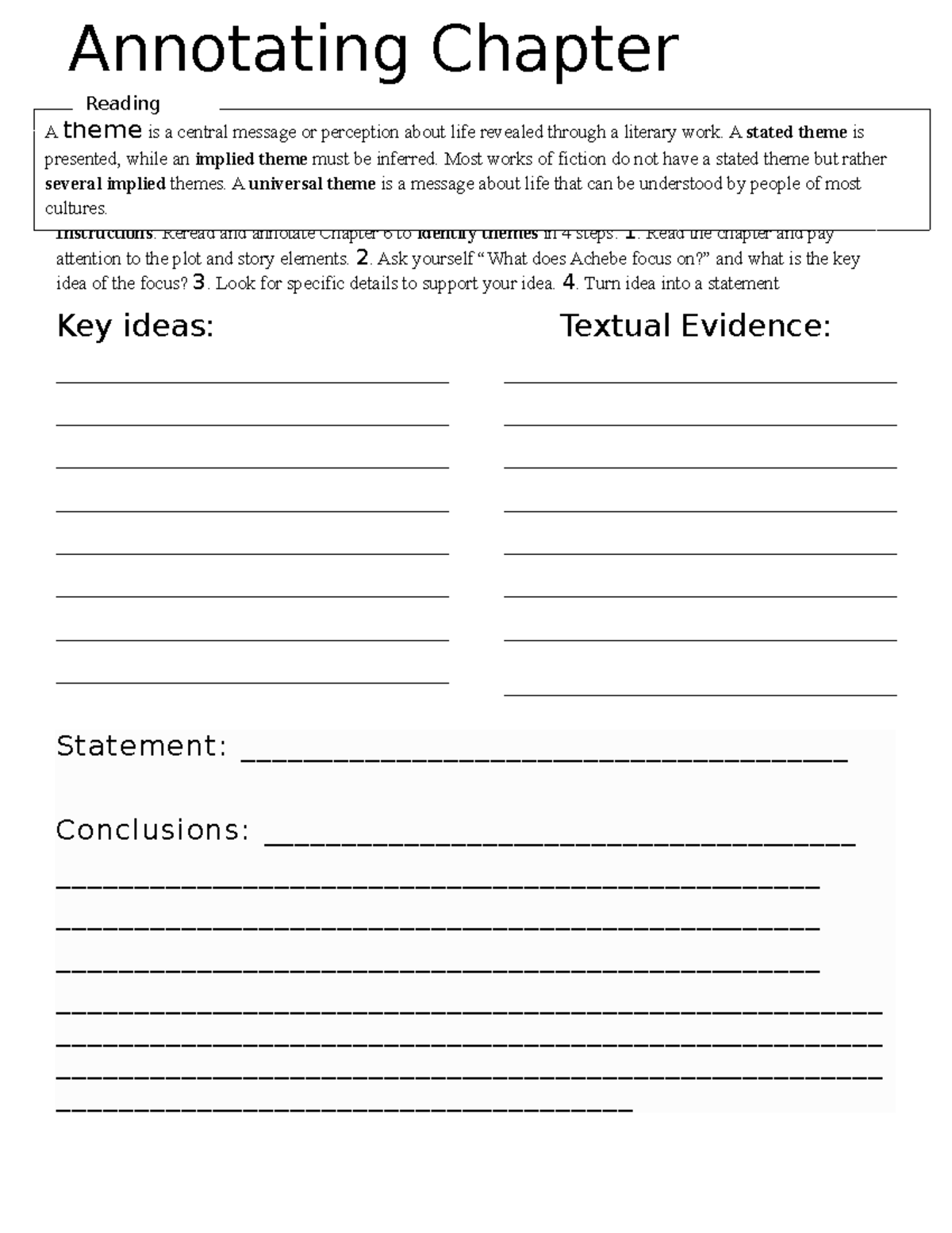 Annotated Notes on Chapter 6 - Thematic Statement & Evidence Analysis ...