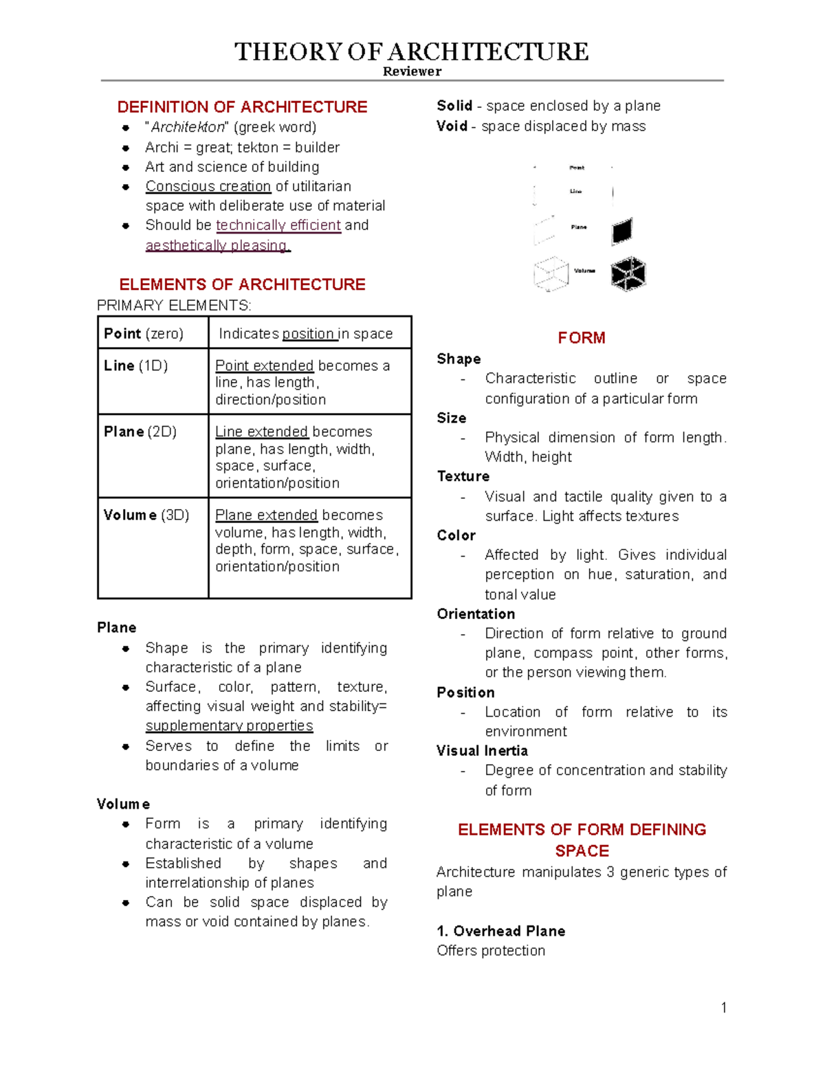 TOA Exit Exam Reviewer: Architectural Concepts & Principles - Studocu