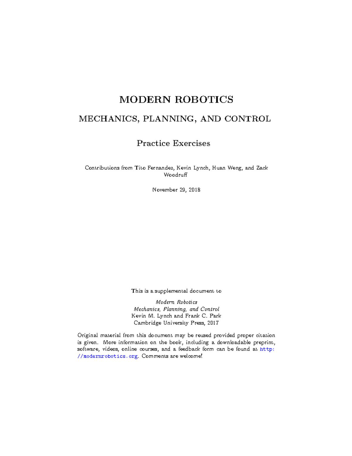 ME449 Modern Robotics Practice Exercises and Solutions - Studocu