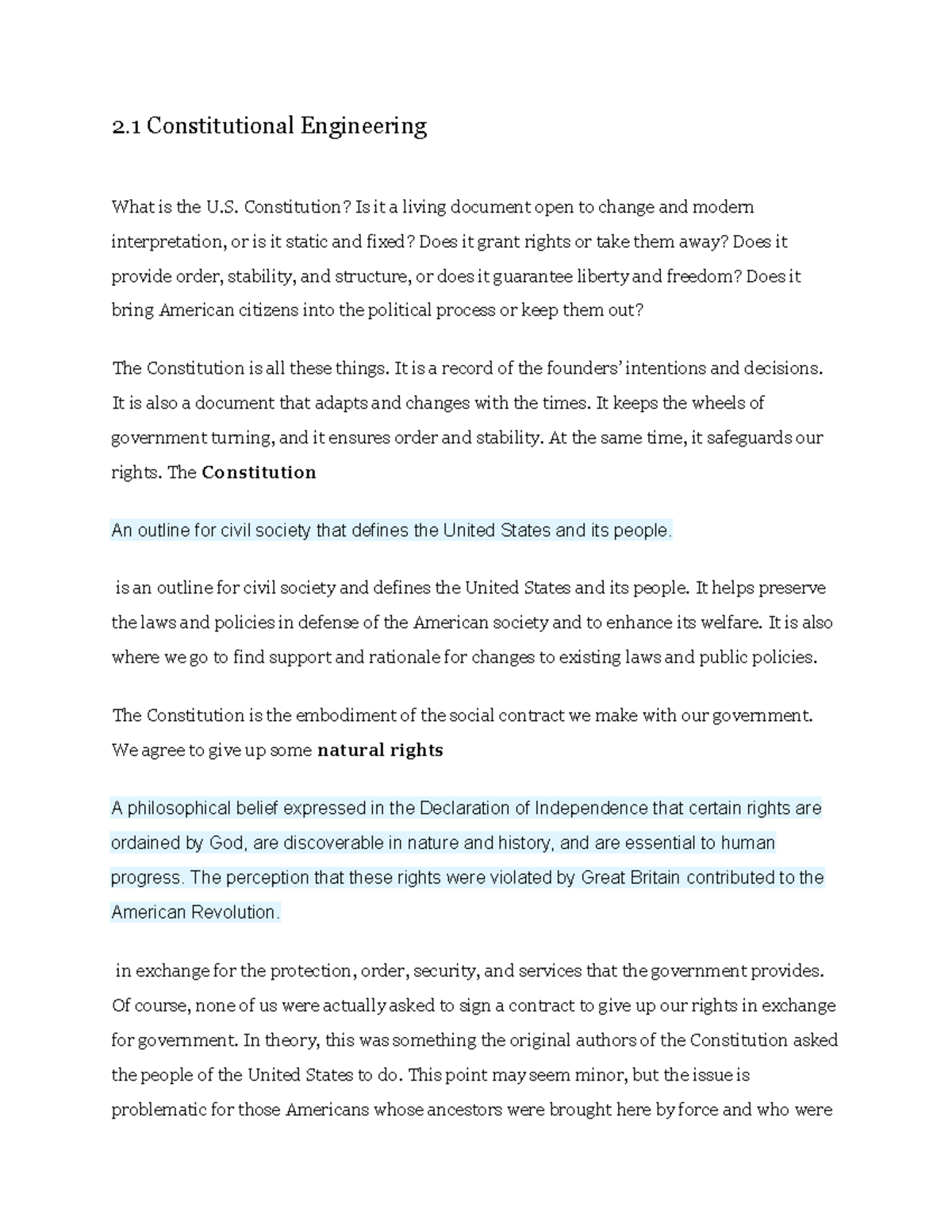 Chapter 2: The Founding and the U.S. Constitution Overview - Studocu