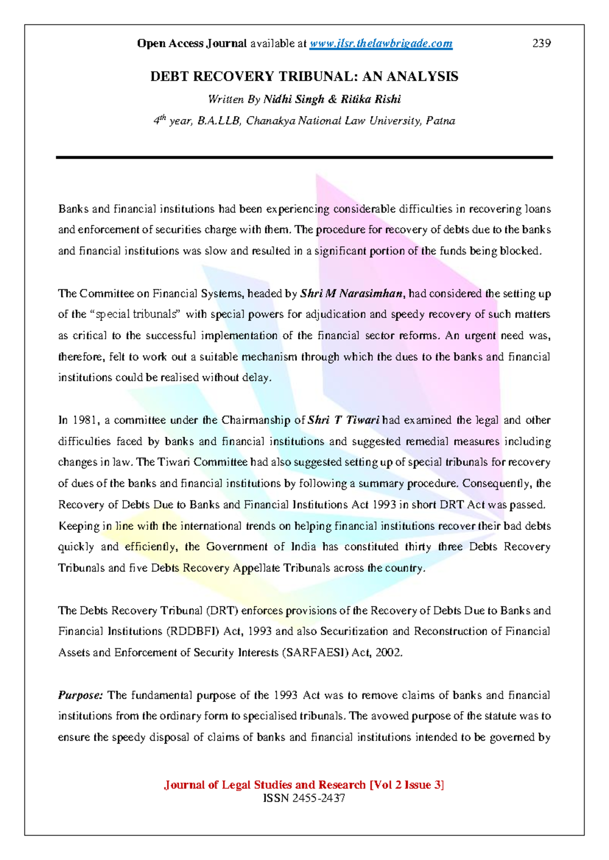 DRT - Comprehensive Notes on Debt Recovery Tribunal Proceedings - Studocu