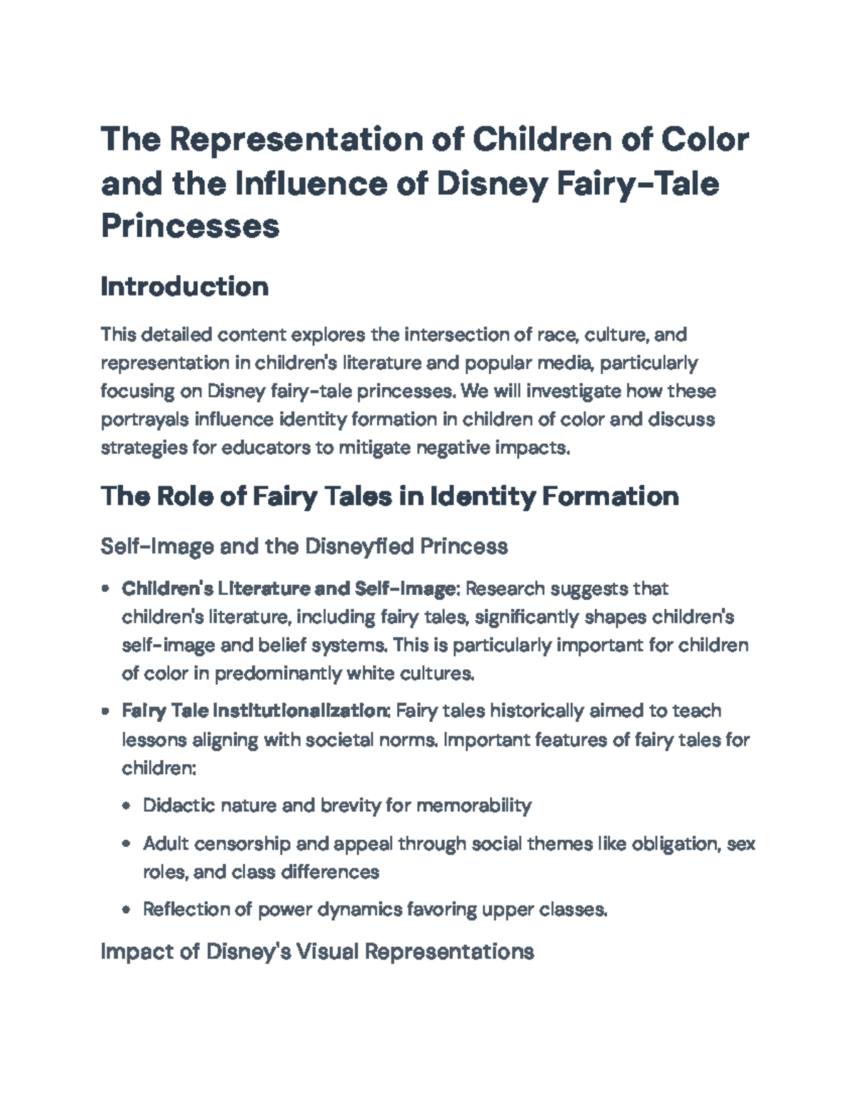 The Representation of Children of Color: Influence of Disney Princesses ...