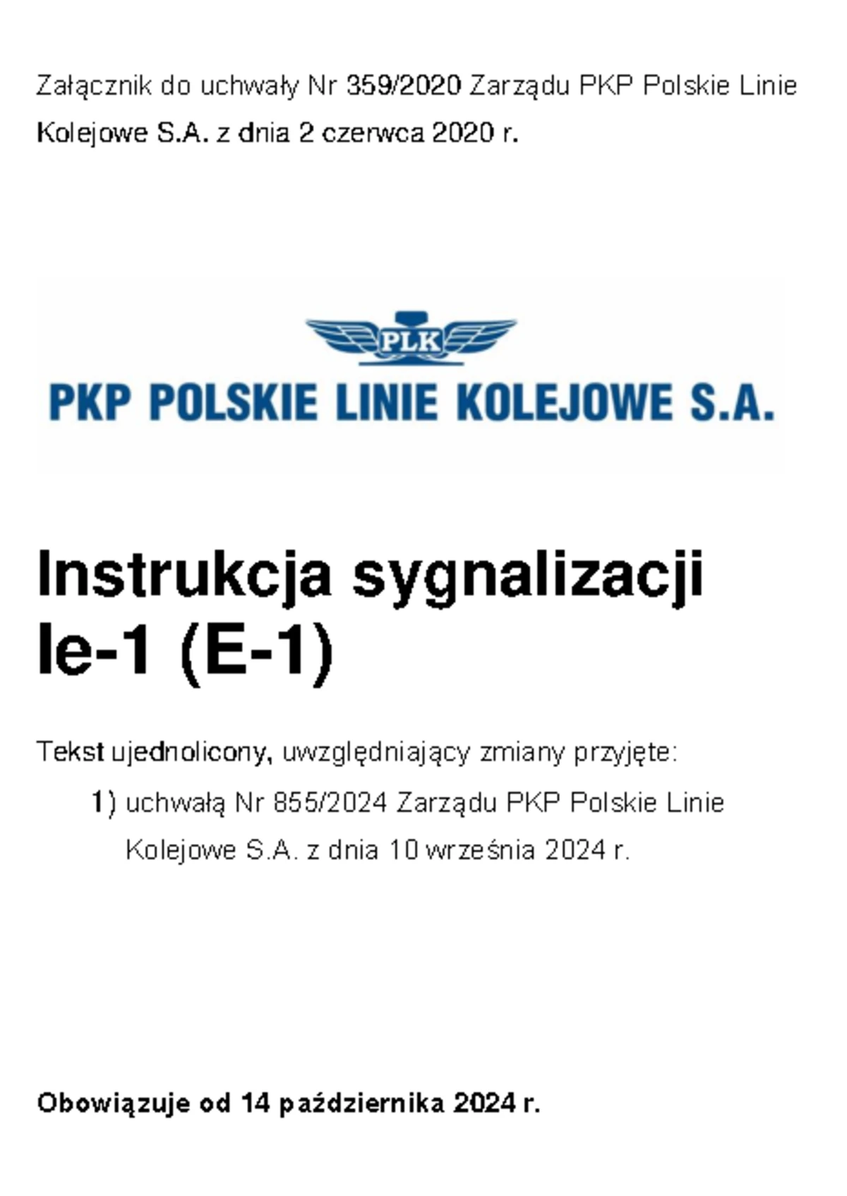 Instrukcja Prowadzenia Ruchu Pociągów Ir-1 - PKP PLK S. - Studocu
