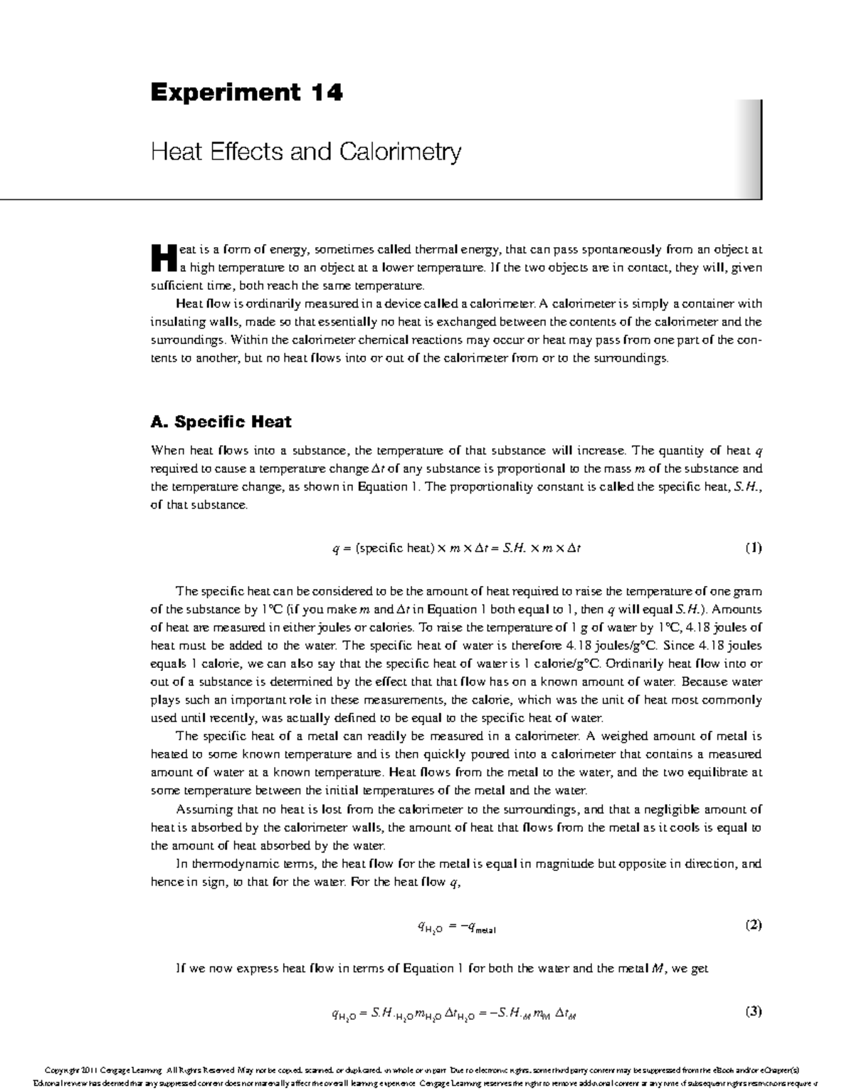 Lab Manual 5 Heat Effects and Calorimetry Lab Report - Experiment 14 ...