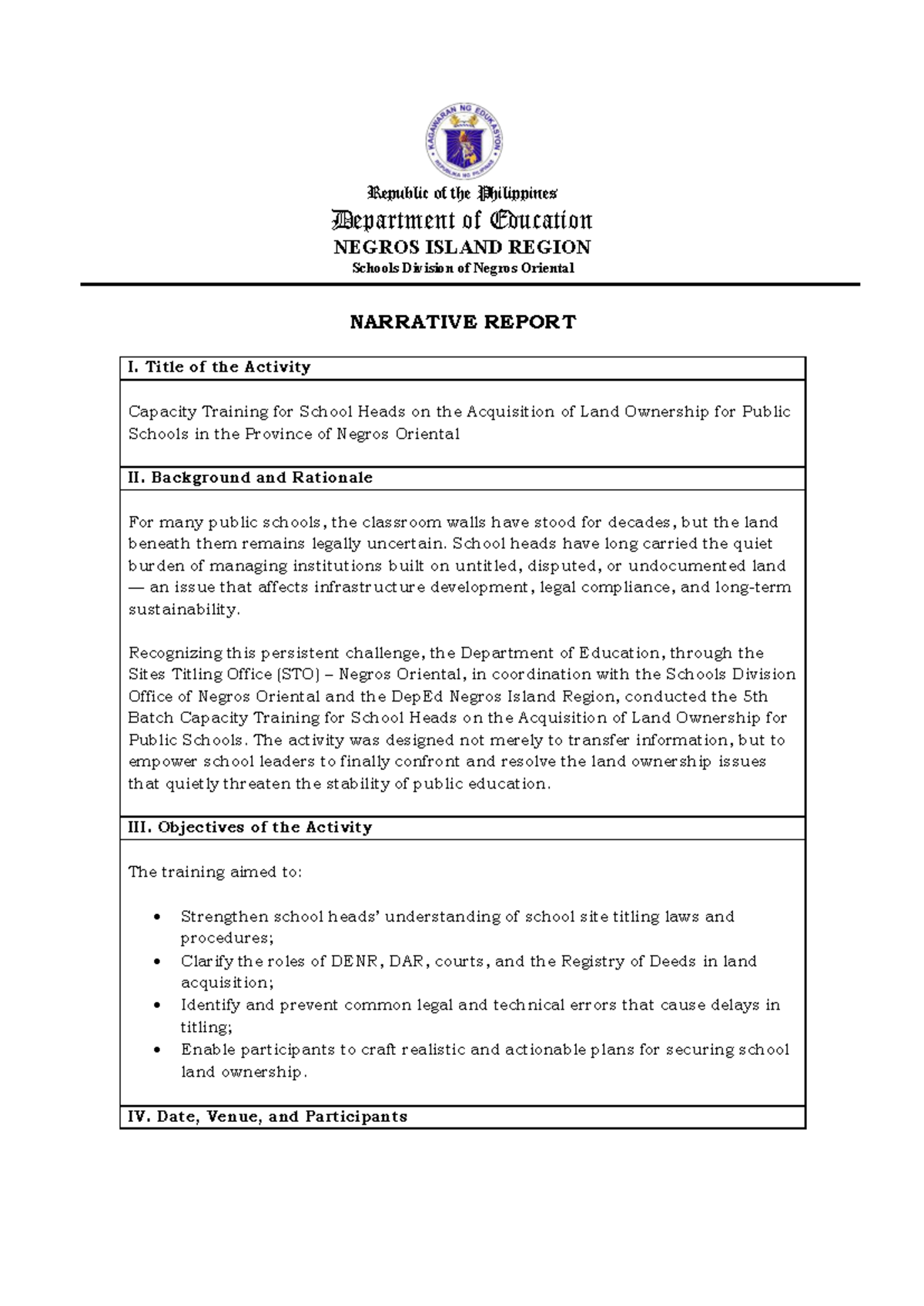 Capacity Training for School Heads on Land Ownership - Dec 2025 - Studocu