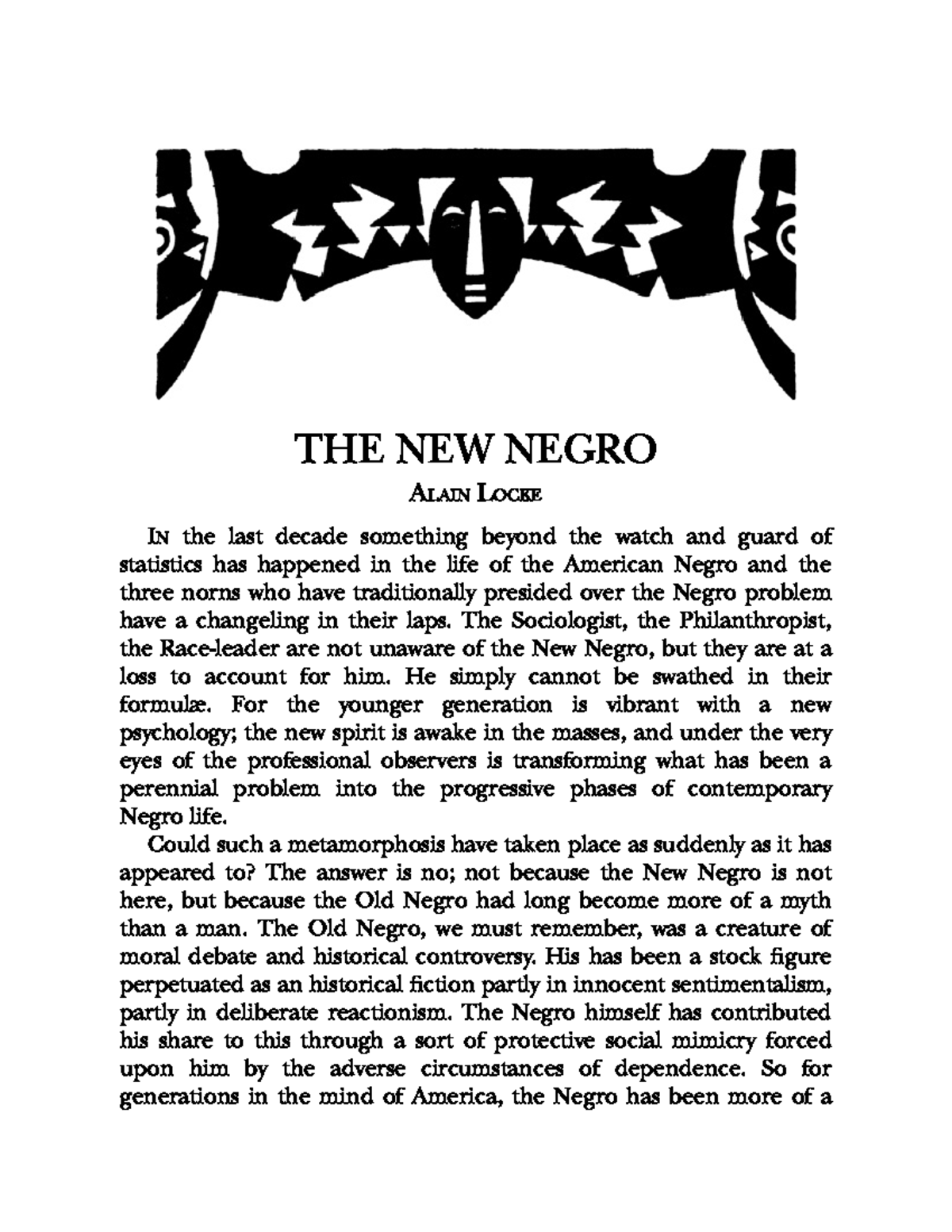 The New Negro: Transformation and Identity in African American Life ...
