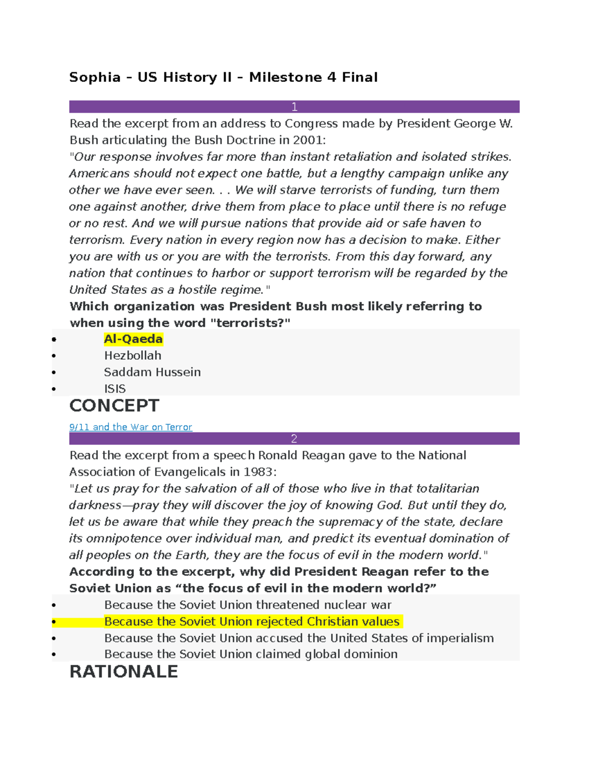 US History II Milestone 4 Final Exam Review Notes - Studocu