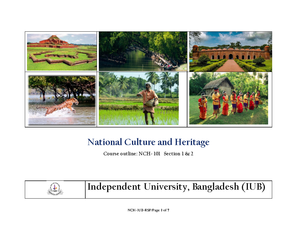 NCH 101 Course Outline: Understanding Bengali Culture & Heritage - Studocu