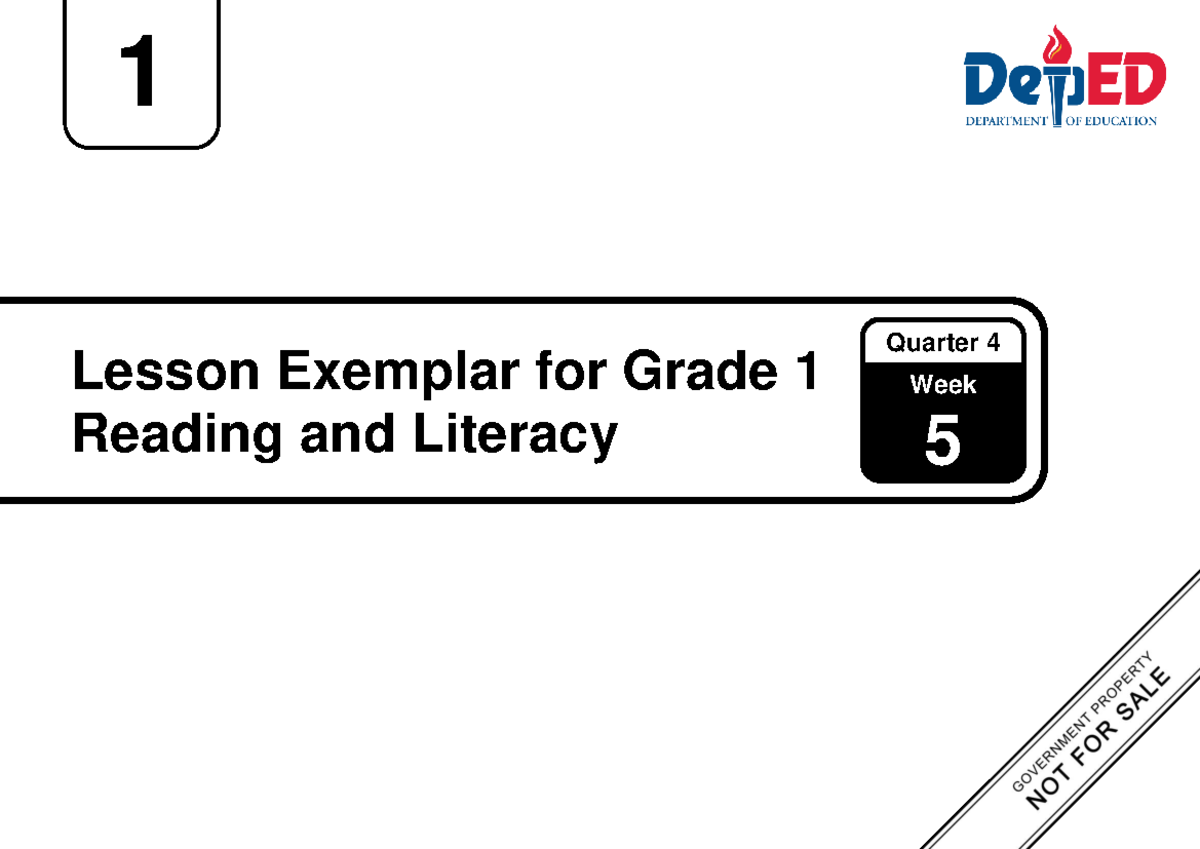 LE Q4 W5 Exemplar Lesson on Reading and Literacy for Grade 1 - Studocu