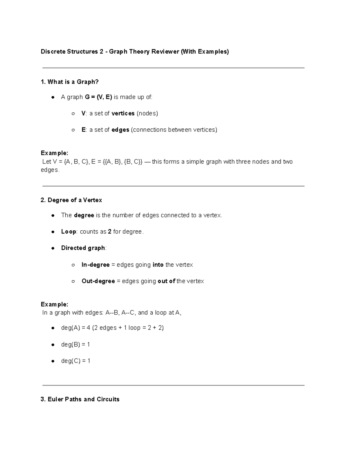Graph Theory 2: Comprehensive Reviewer with Examples - Studocu