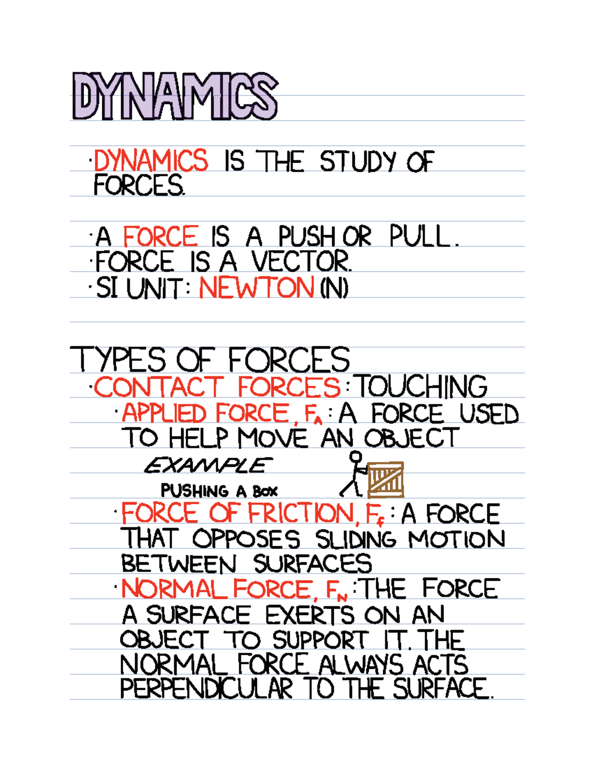 Dynamics Notes for Physics 11: Understanding Forces and Motion - Studocu