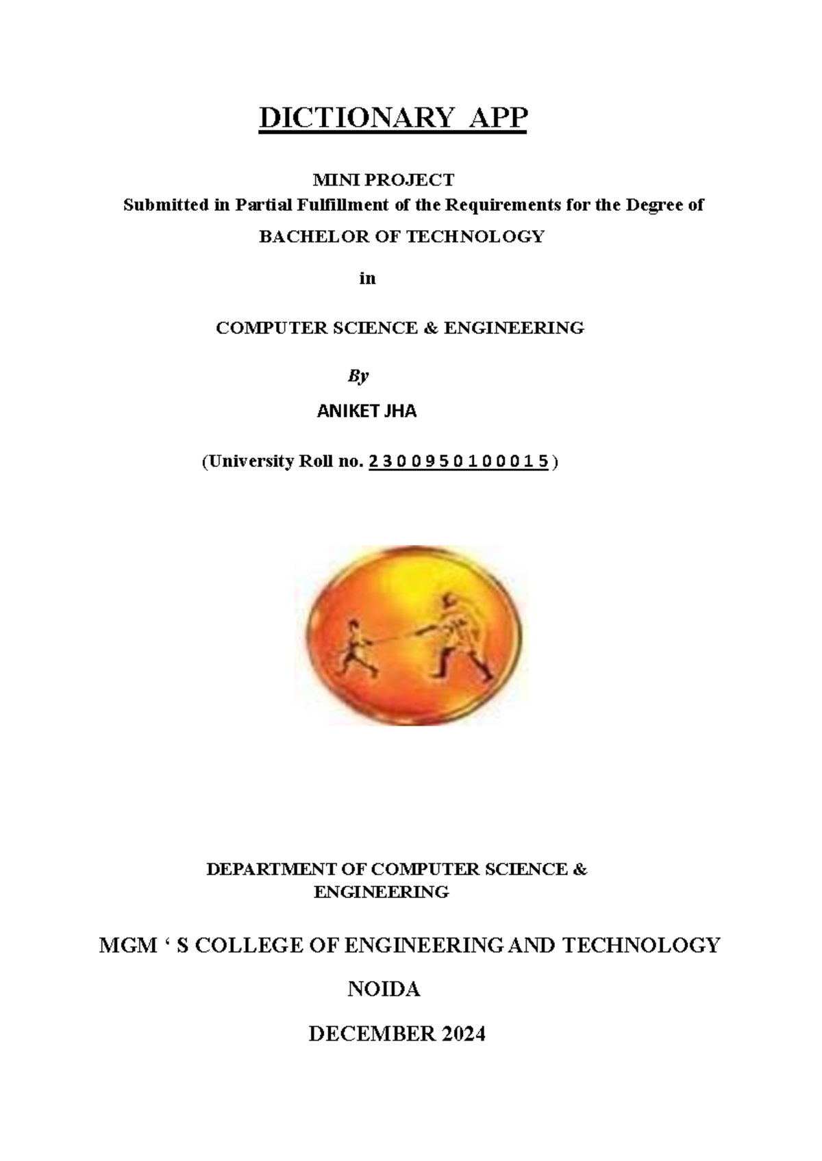 BTECH CSE DICTIONARY APP MINI PROJECT: A Comprehensive Overview - Studocu