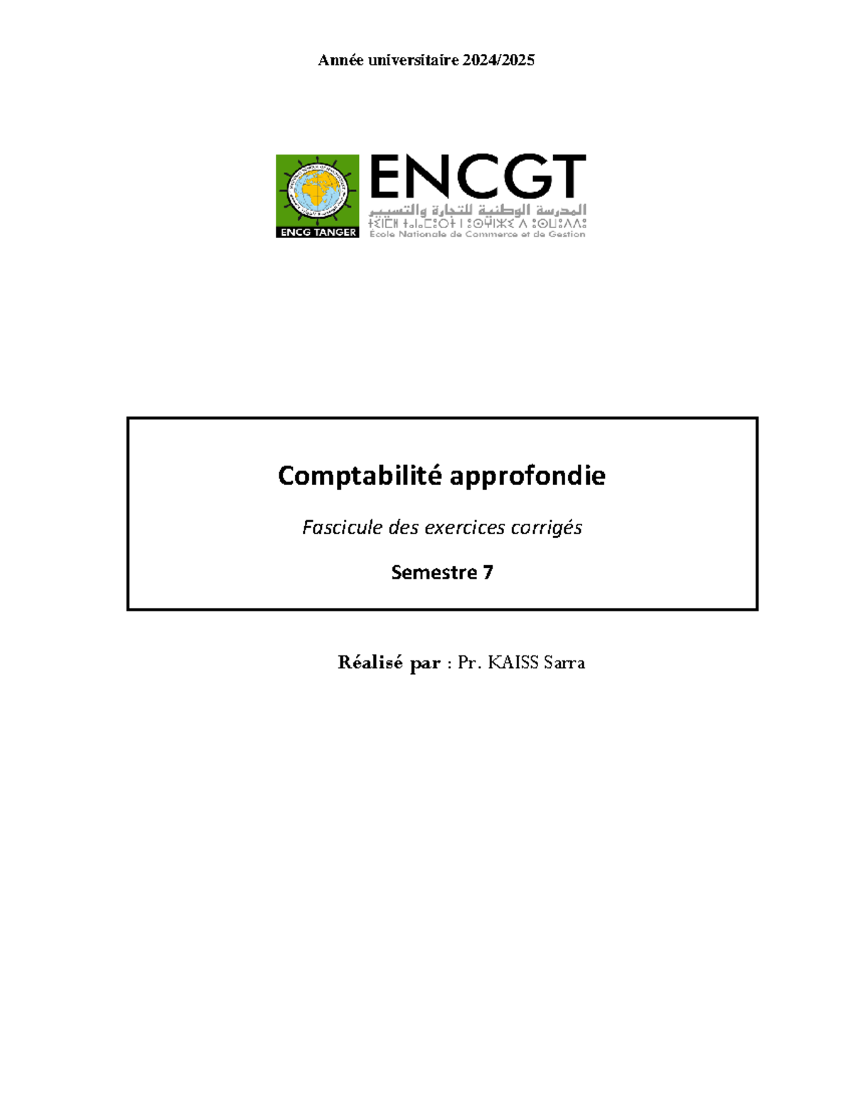 Exercices Corrigés Compta Approfondie Comptabilité Approfondie