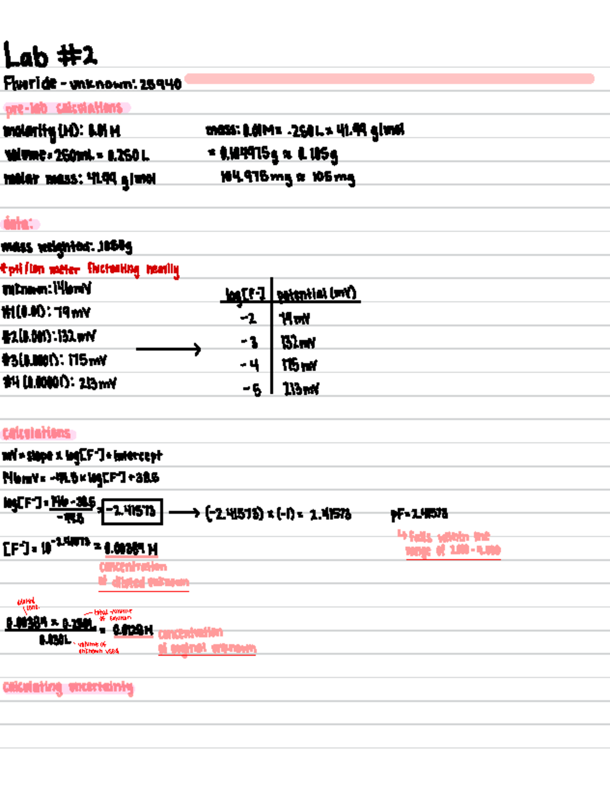 Analytical Chem Lab - lab submission - Lab F Ivoride-unknown : 25940 ...