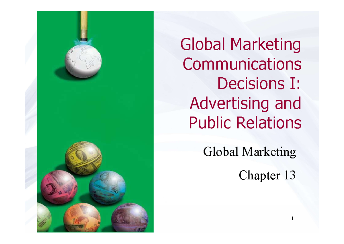 Global Marketing Communications Decisions I: Chapter 13 Insights - Studocu