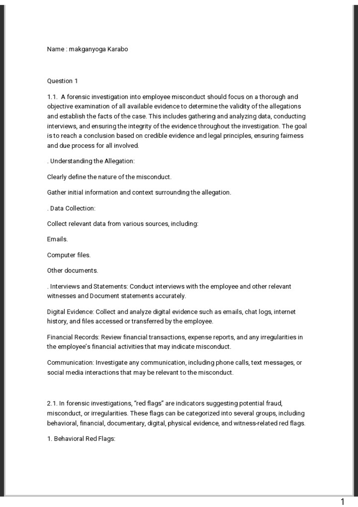 CS 2025 Forensic Investigations: Employee Misconduct Analysis - Studocu