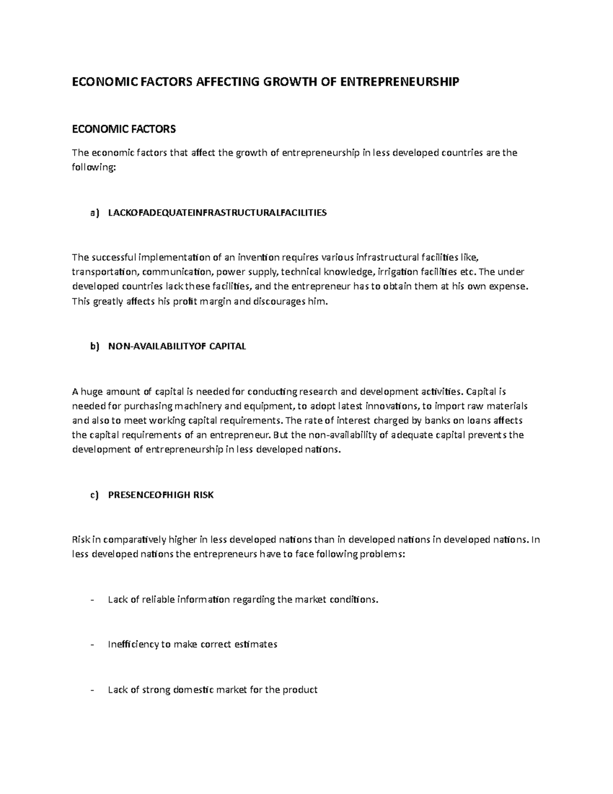 Economic factors affecting the growth of entrepreneurship - ECONOMIC ...
