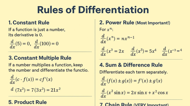 Differentiation Rules Overview: Key Concepts and Techniques - Studocu
