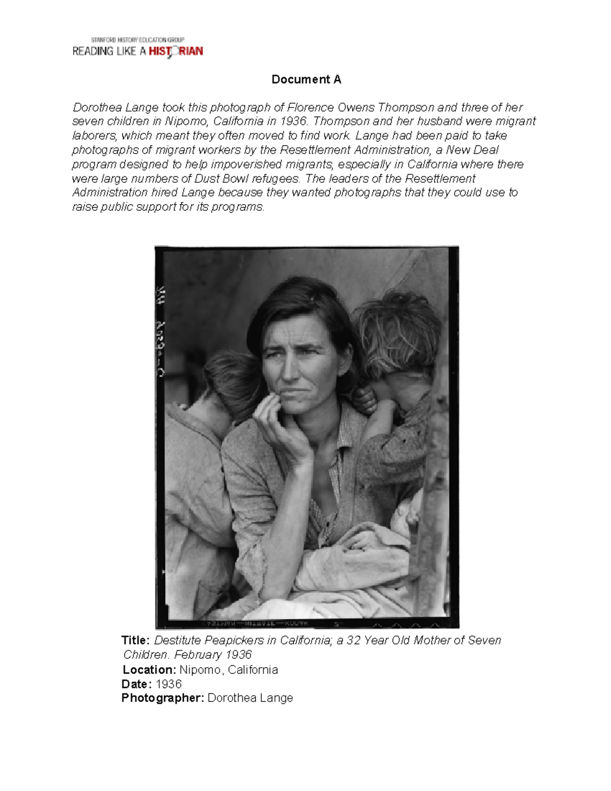 Migrant Mother & the Dust Bowl: Student Insights & Analysis - Studocu