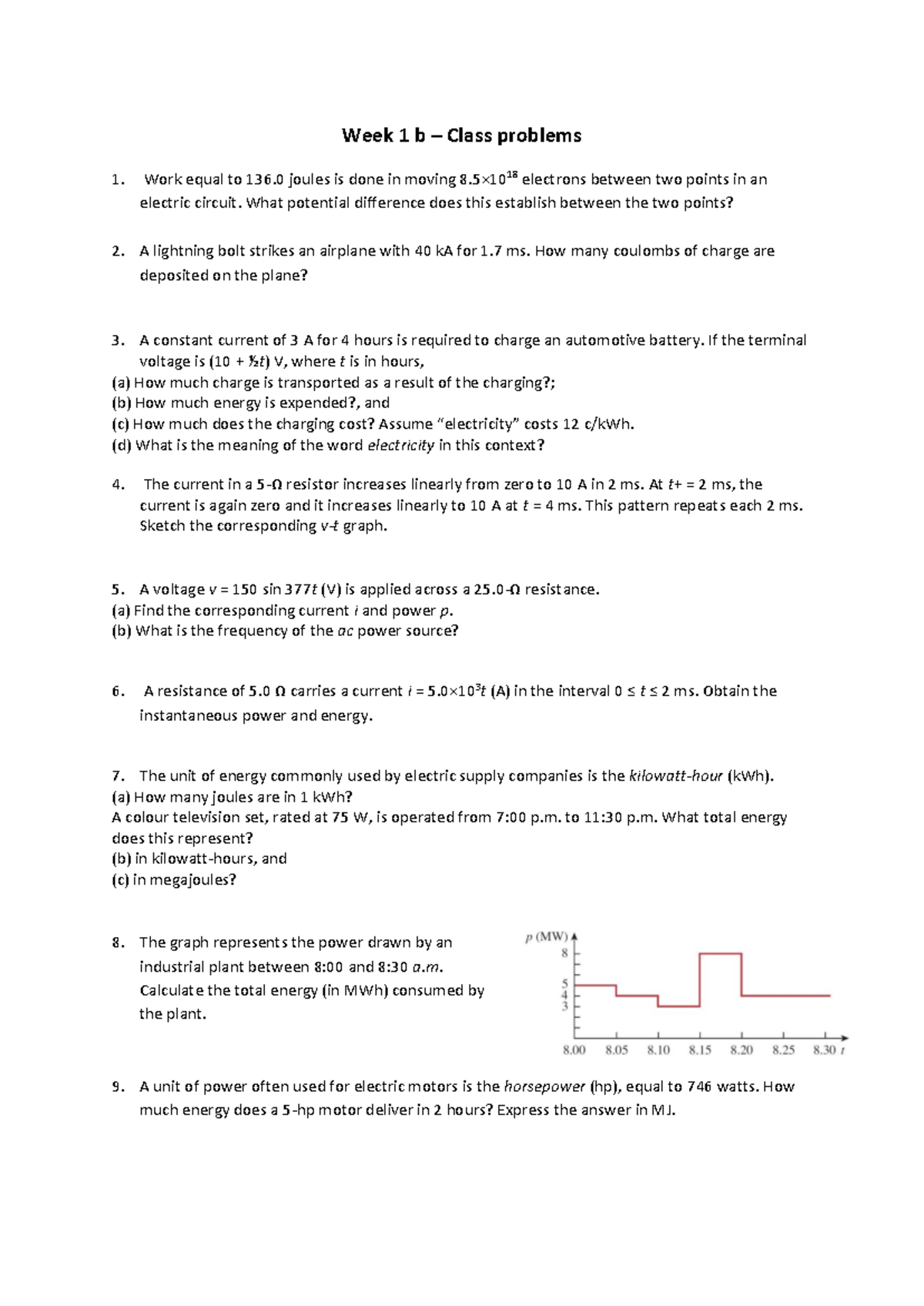Week 01 b Tutorial problems - Week 1 b – Class problems Work equal to 136 joules is done in ...