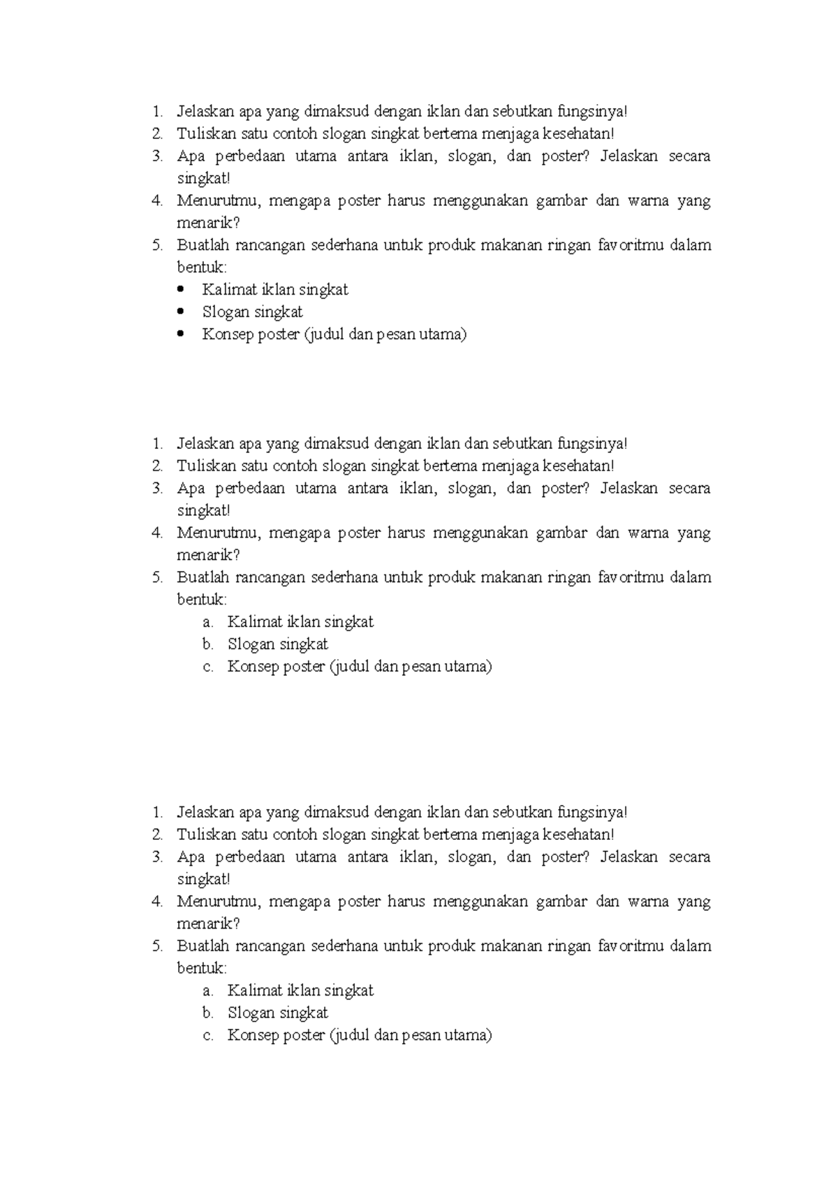 Ulangan Iklan, Slogan, dan Poster: Konsep dan Contoh - Studocu