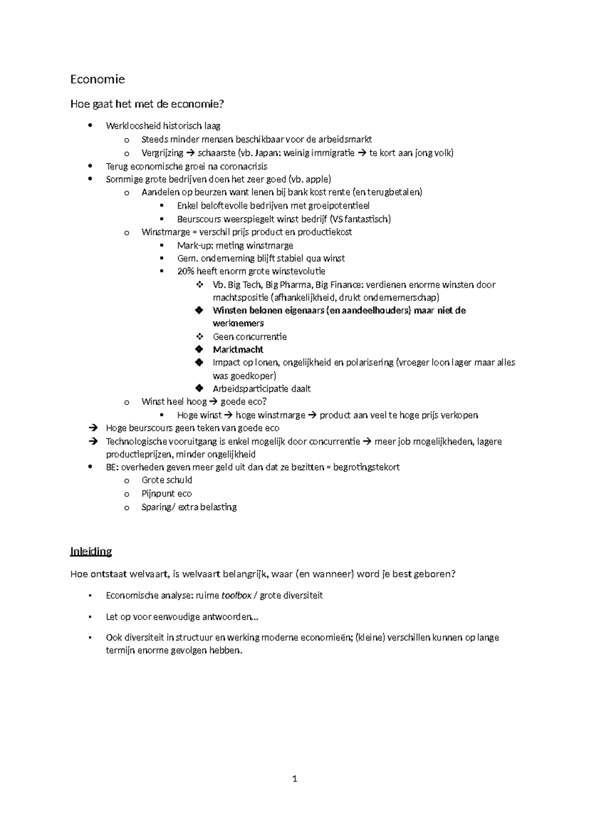 Economie BA1: Analyse van de Huidige Economische Situatie en Trends ...