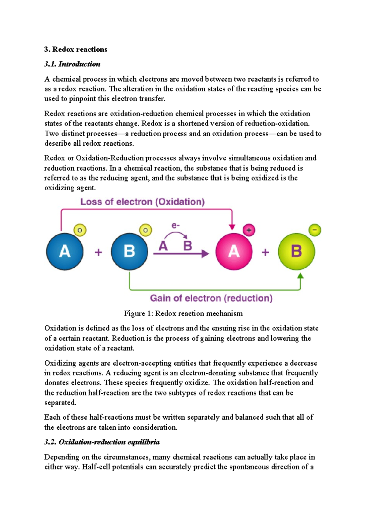Redox reaction - The alteration in the oxidation states of the reacting ...