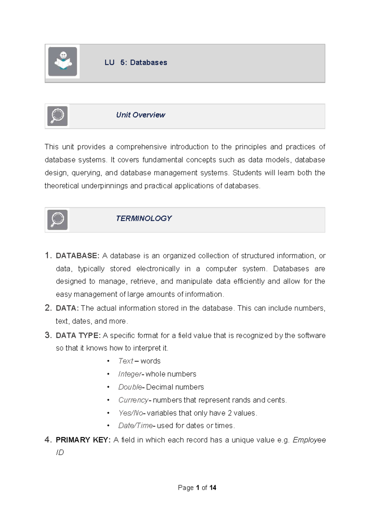 LU5: Comprehensive Overview of Database Principles and Practices - Studocu