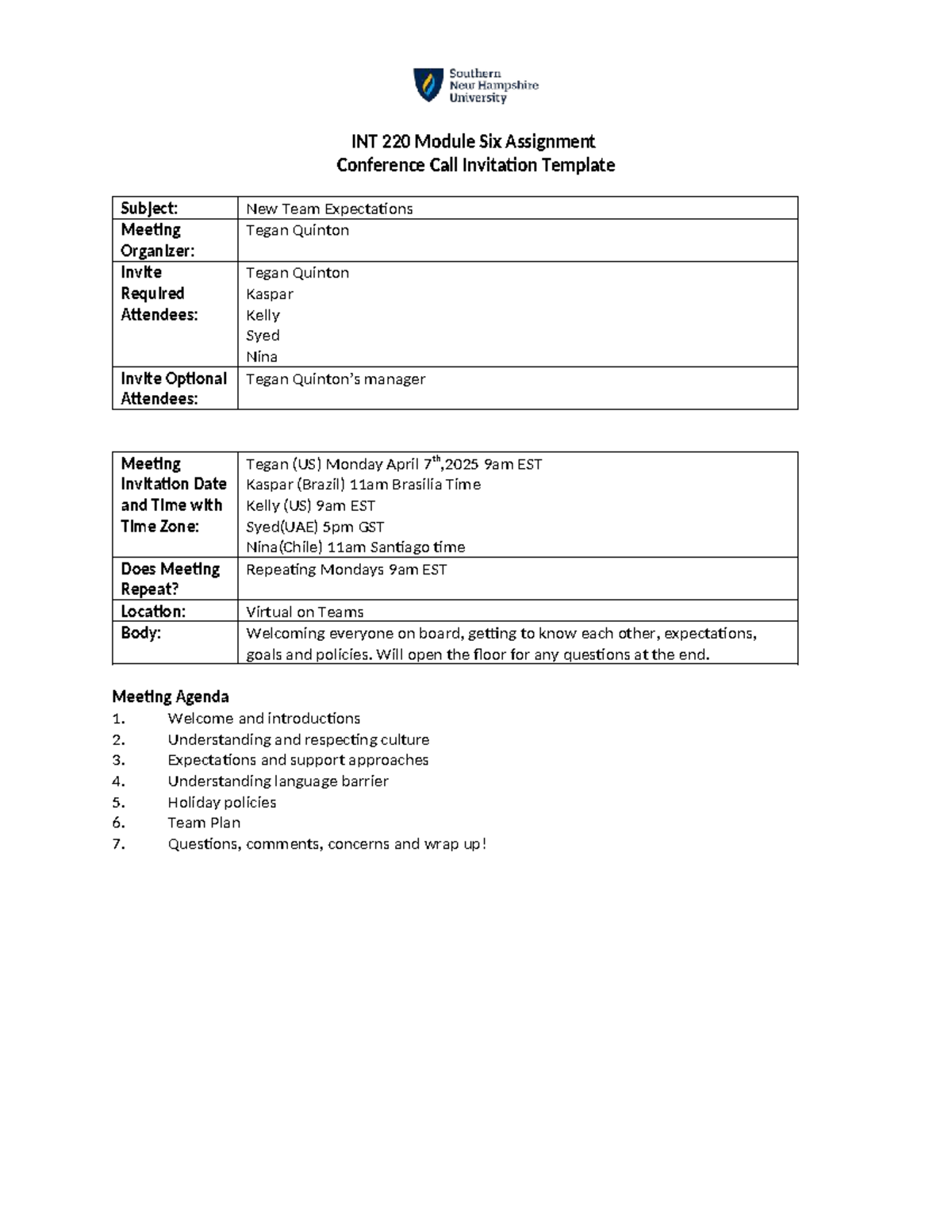 Conference call invitation template - INT 220 Module 6 assignment - Studocu