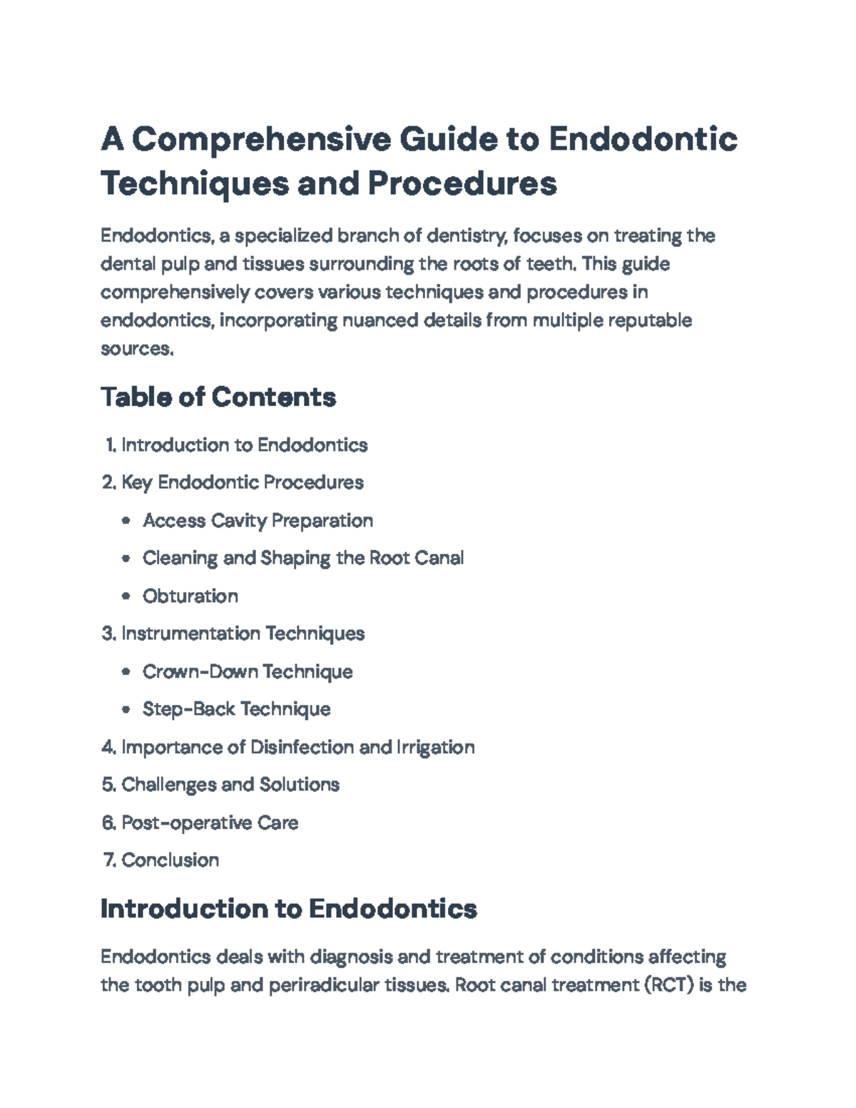 Comprehensive Guide to Endodontic Techniques and Procedures - A Comprehensive Guide to ...