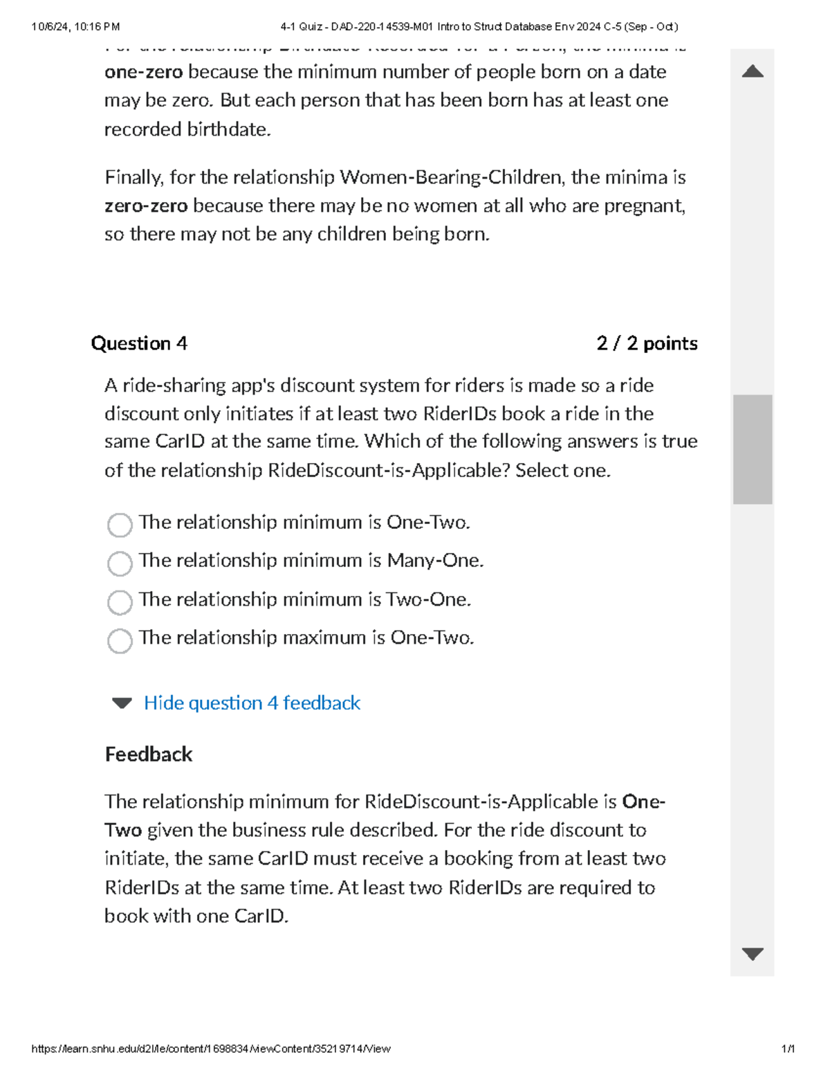 4-1 Quiz - DAD-220 - Question 4 2 / 2 points A ride-sharing app's ...