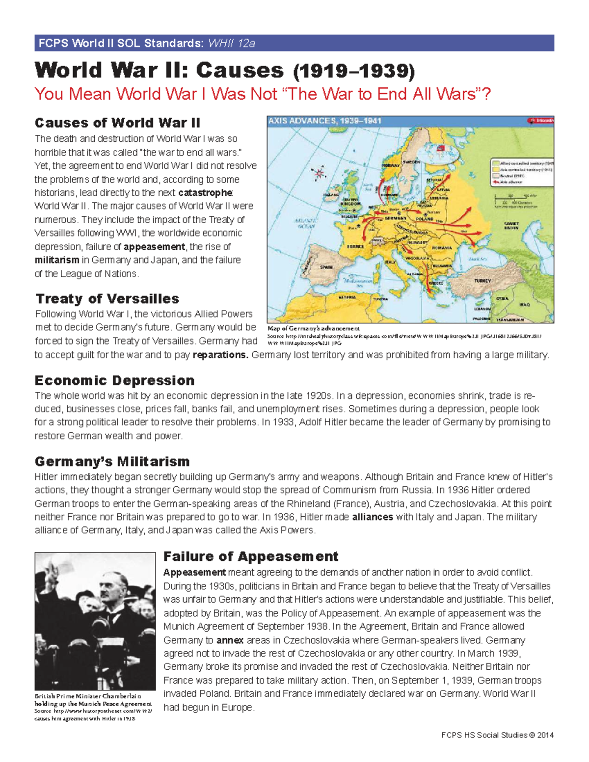 FCPS WHII 12a Causes of WWII: Analyzing Historical Impacts - Studocu