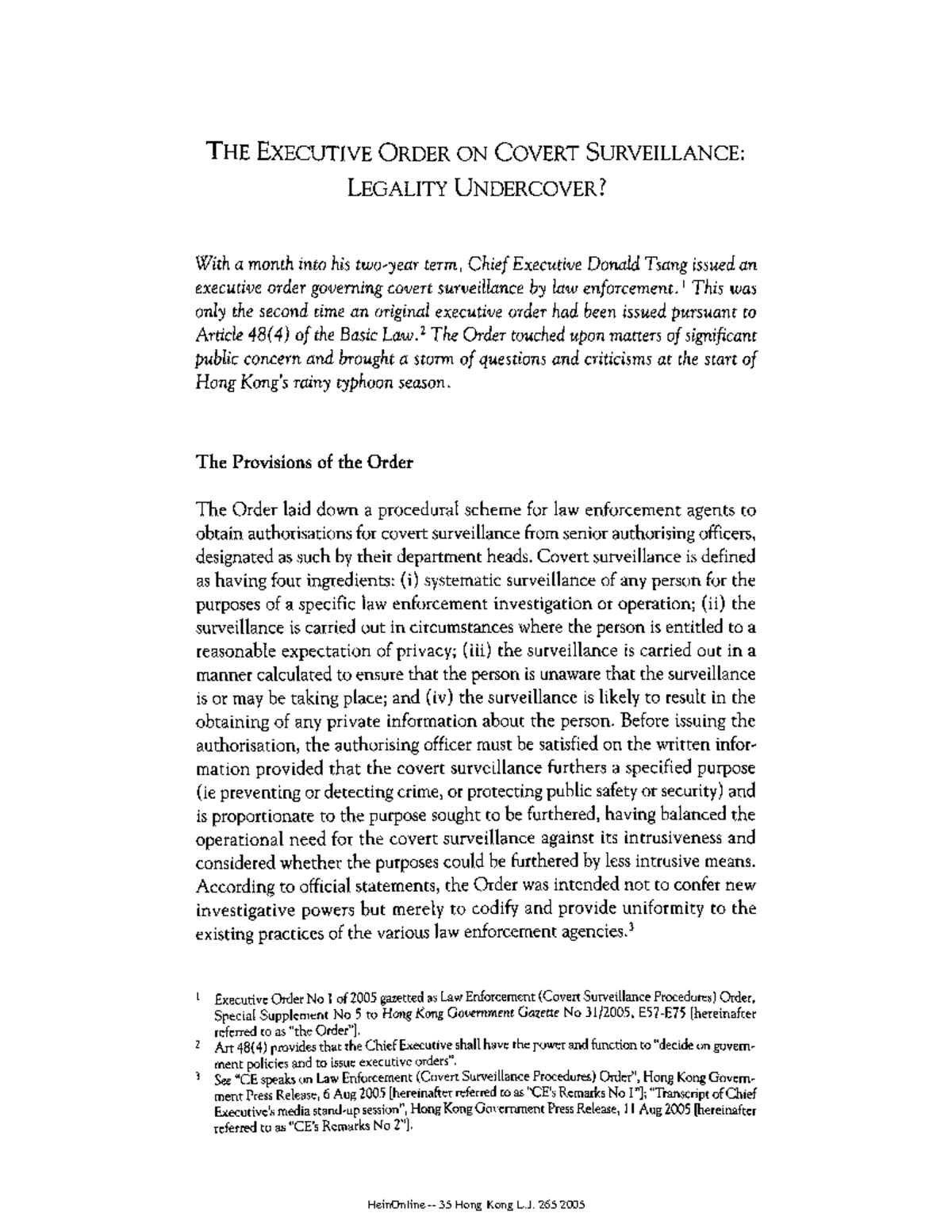 The Executive Order on Covert Surveillance: Legal Implications and ...