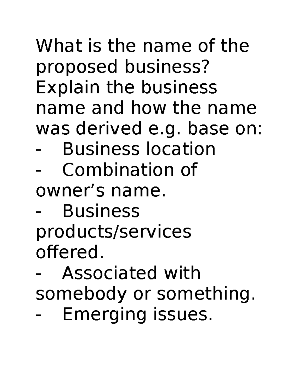 Proposed Business Name & Logo Design Explanation - Studocu