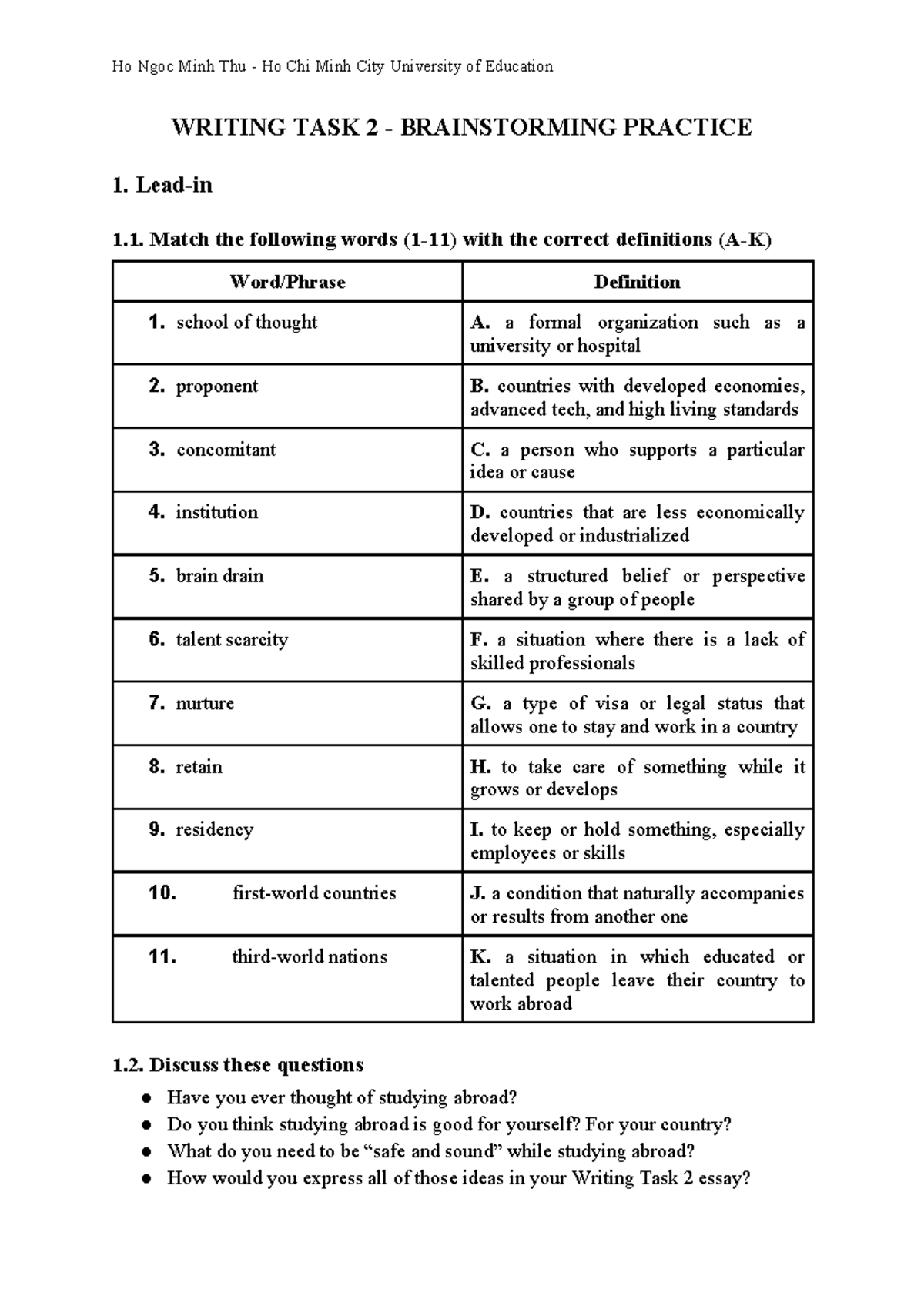 VSTEP - Writing Task 2 - Brainstorming Practice and Essay Structure ...