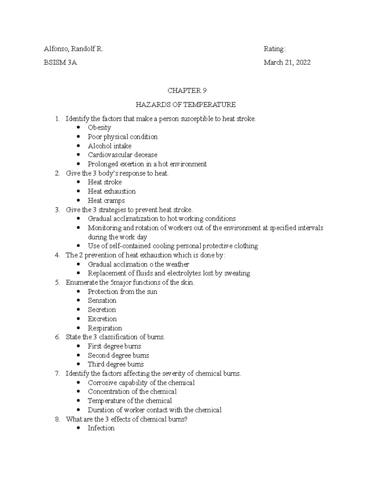 Chapter 9: Occupational Safety, Health & Env. Protection (BSISM 3A ...