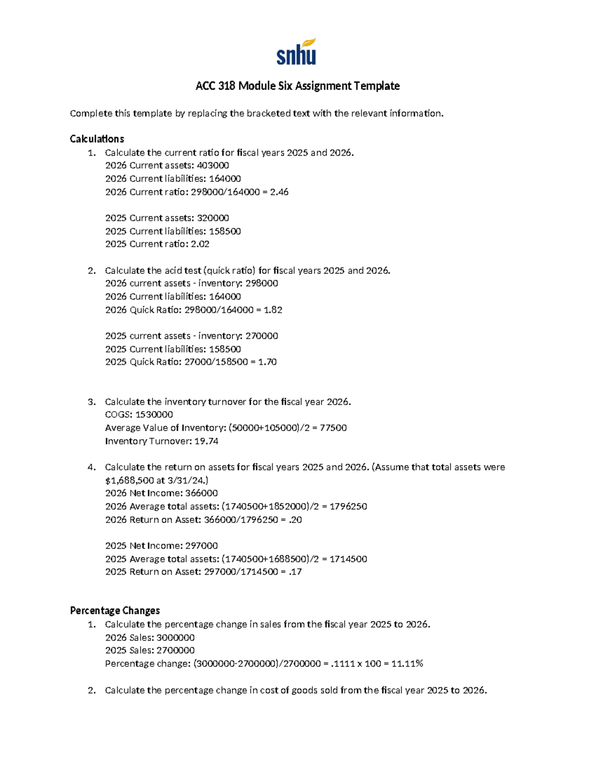 ACC 318 Module Six Assignment: Financial Analysis & Reporting - Studocu