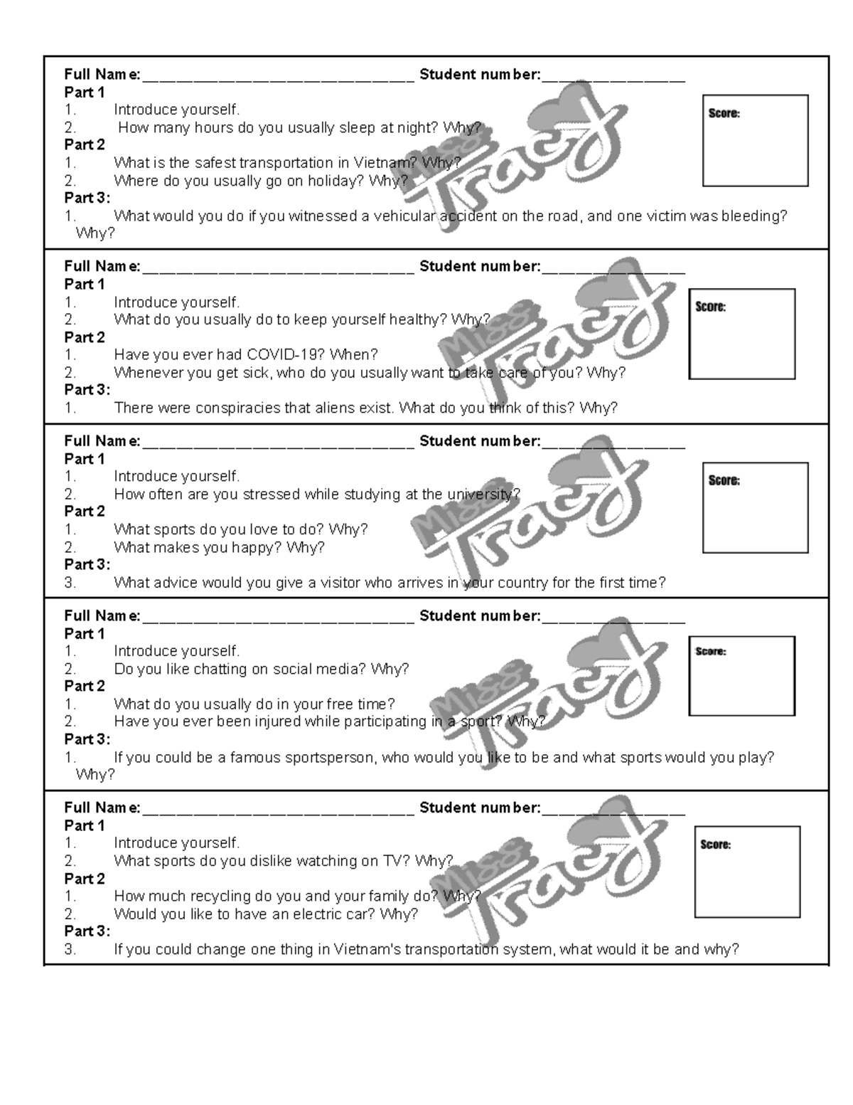 AV2 Final Speaking Test: Self-Introduction & Personal Insights - Studocu