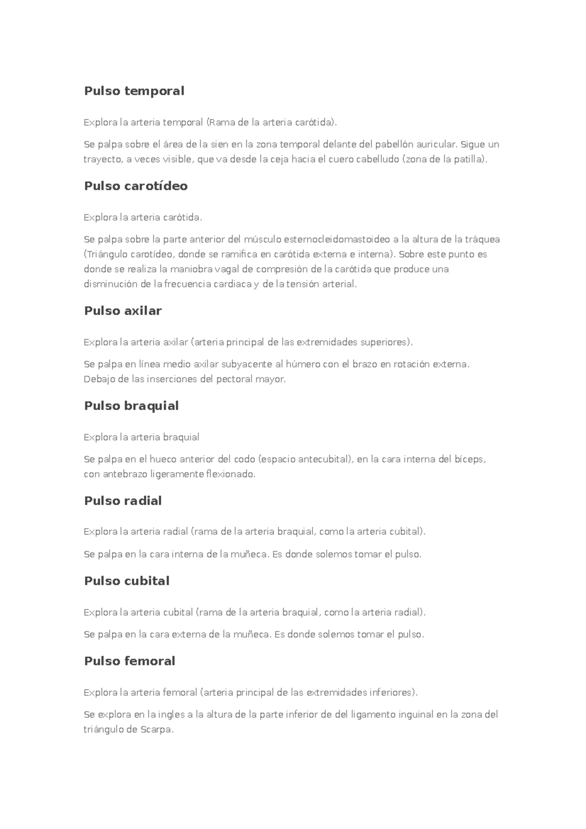 Tipos de pulso - Pulso temporal Explora la arteria temporal (Rama de la ...