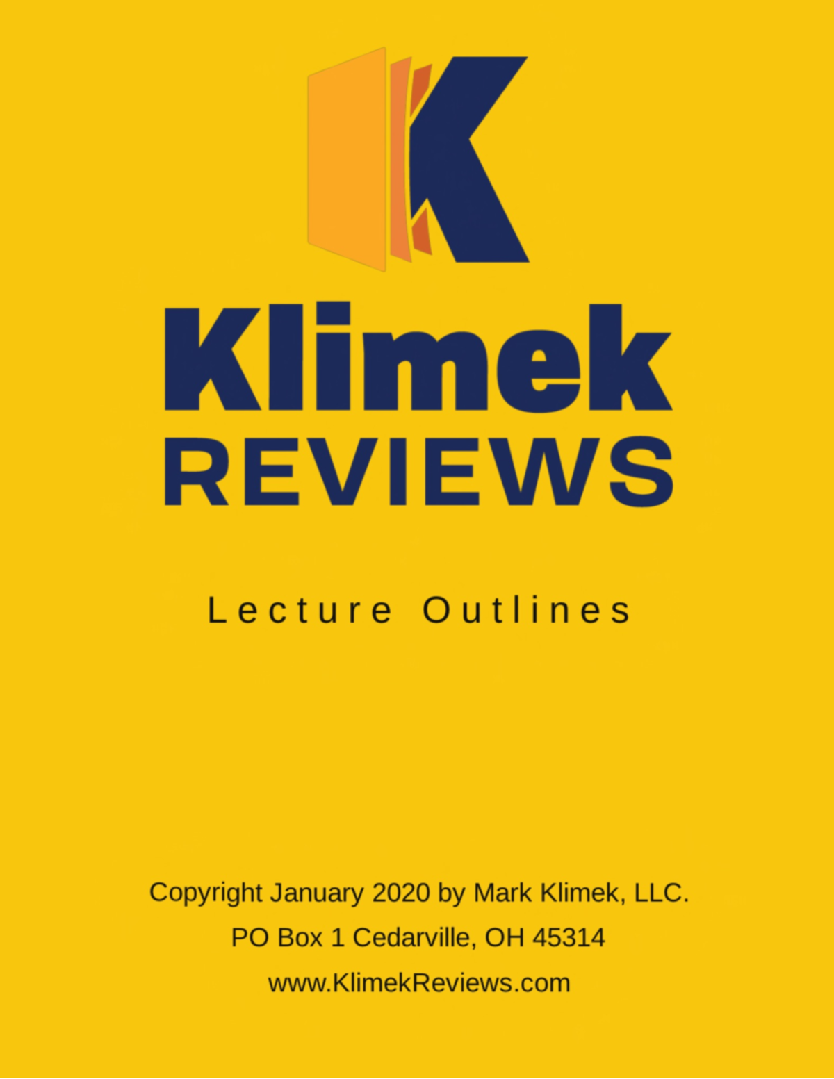 Yellow Book - Mark Klimek Lectures - 1. Rule of the ' : If the ____ and ...