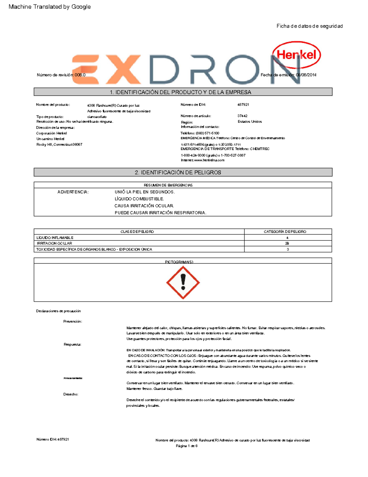 Henkel 4306 Flashcure(R) Adhesive MSDS - Safety Data Sheet - Studocu