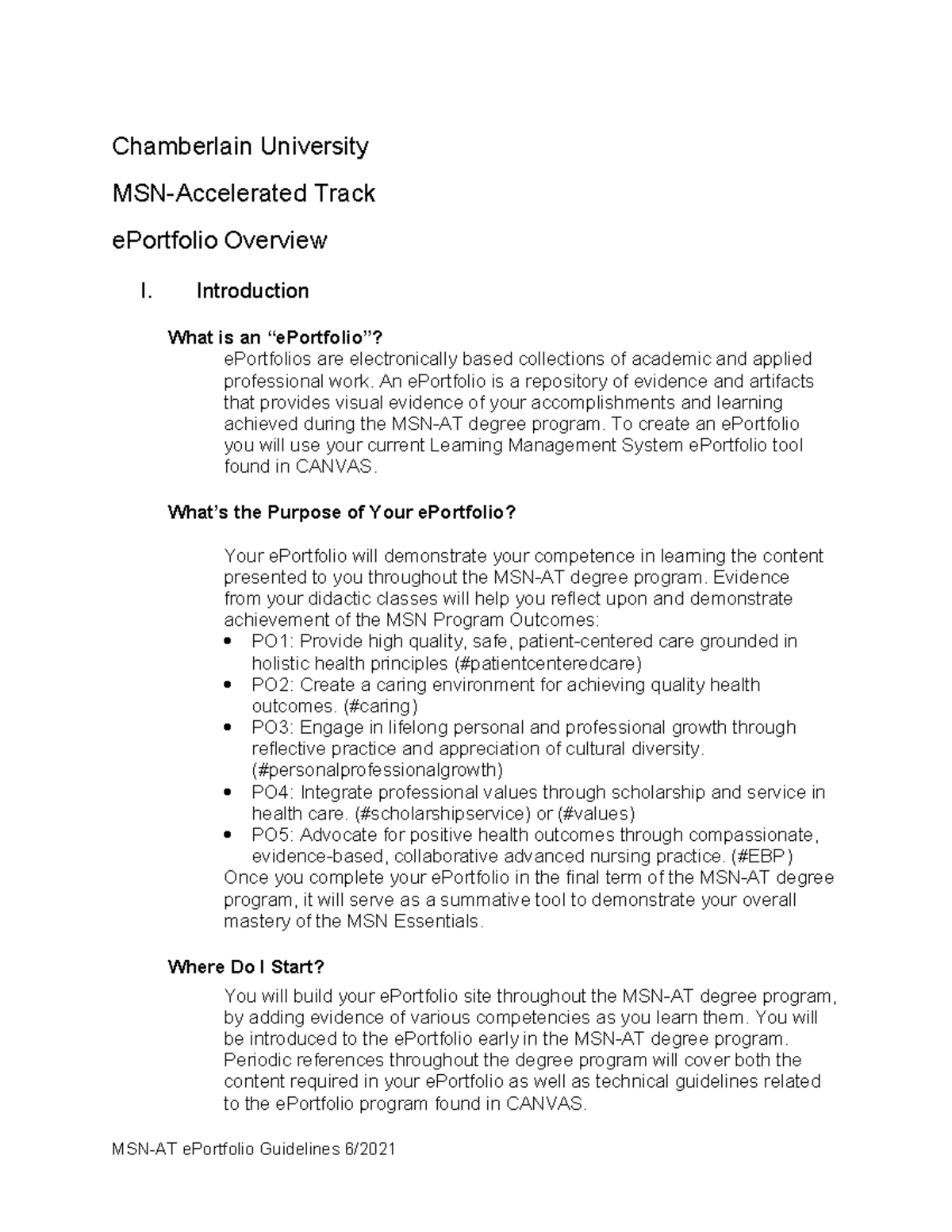 MSN Accelerated Track ePortfolio Guidelines and Overview - Studocu